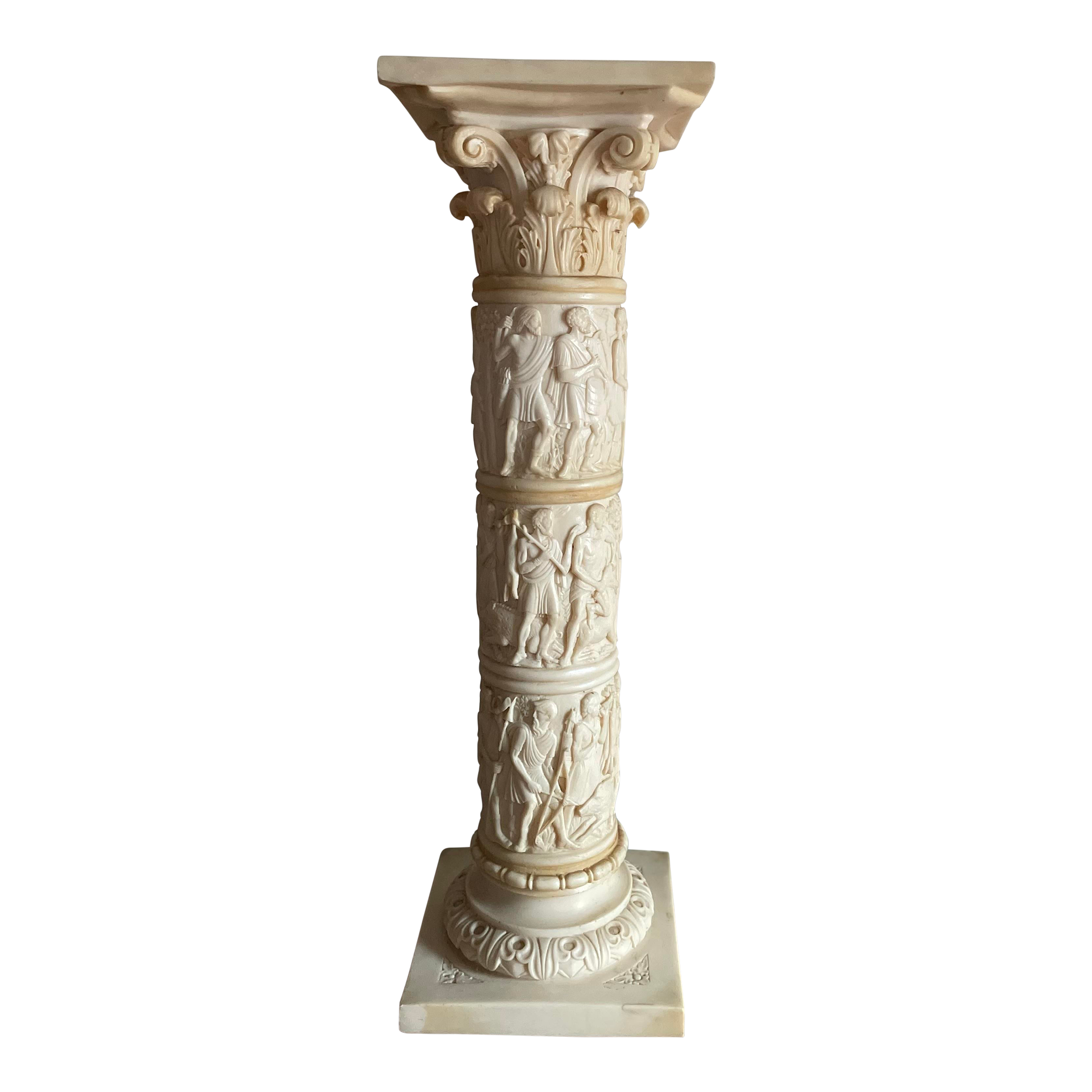 Classical Revival Carved Resin Column Pedestal | Chairish