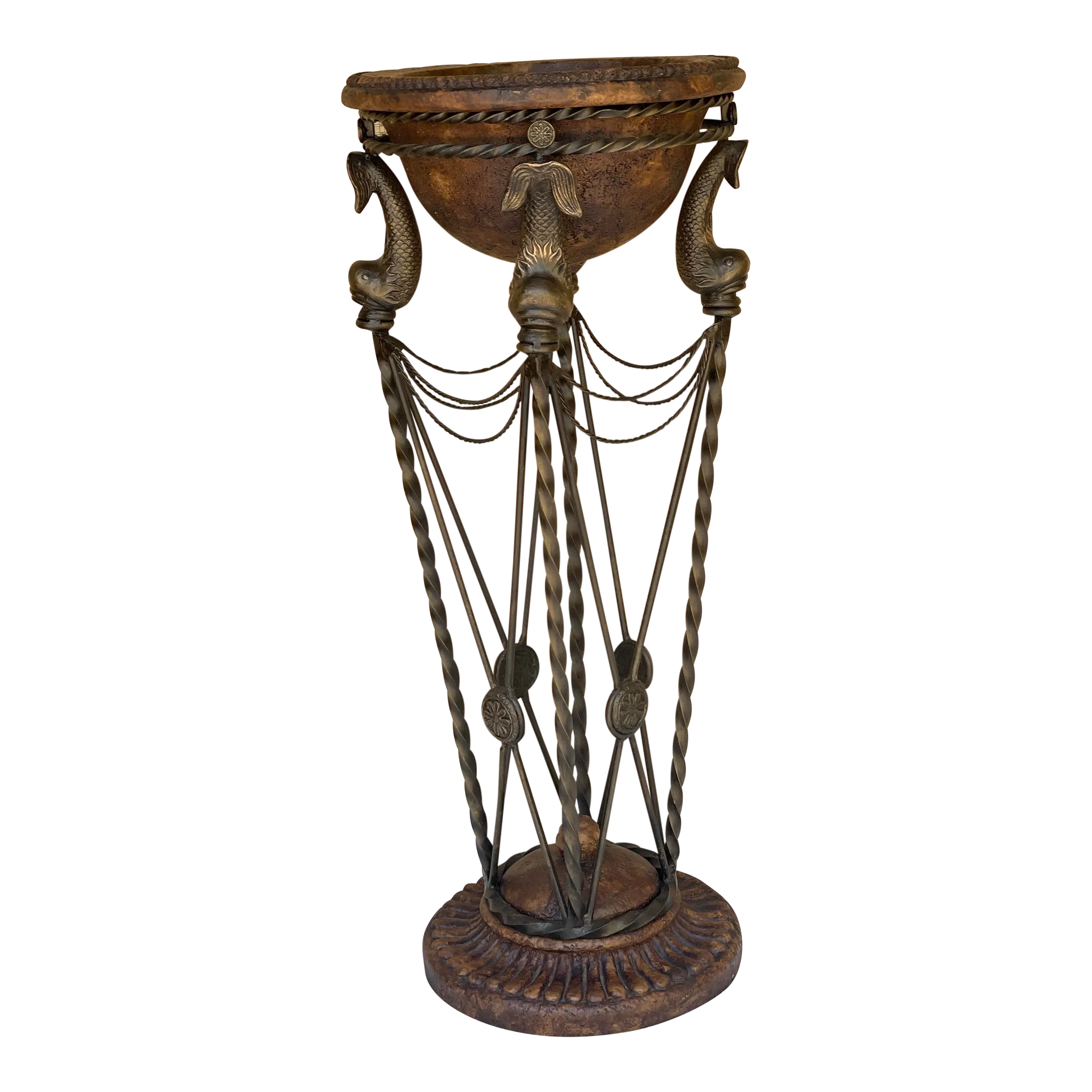 Vintage Koi Fish Jardiniere Planter on Stand | Chairish