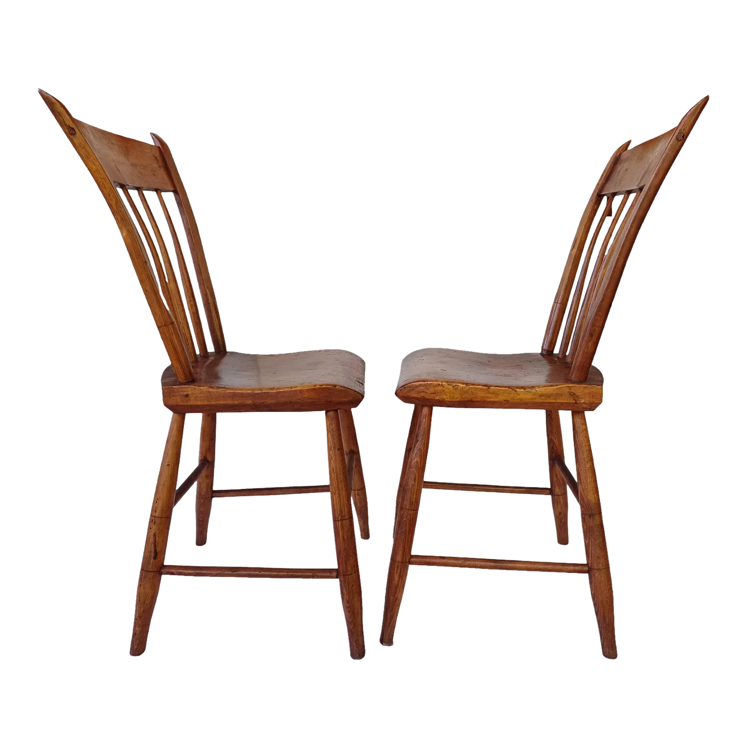 Late 19th Century Antique Hand Hewn Plank Bottom Farmhouse Chairs - Set ...