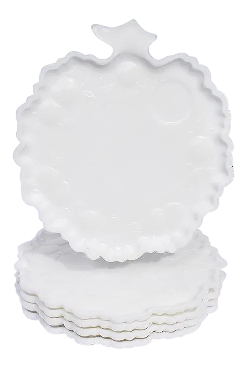 White Milk Glass Cabbage Dessert Plates or Trays - Set of 5 | Chairish