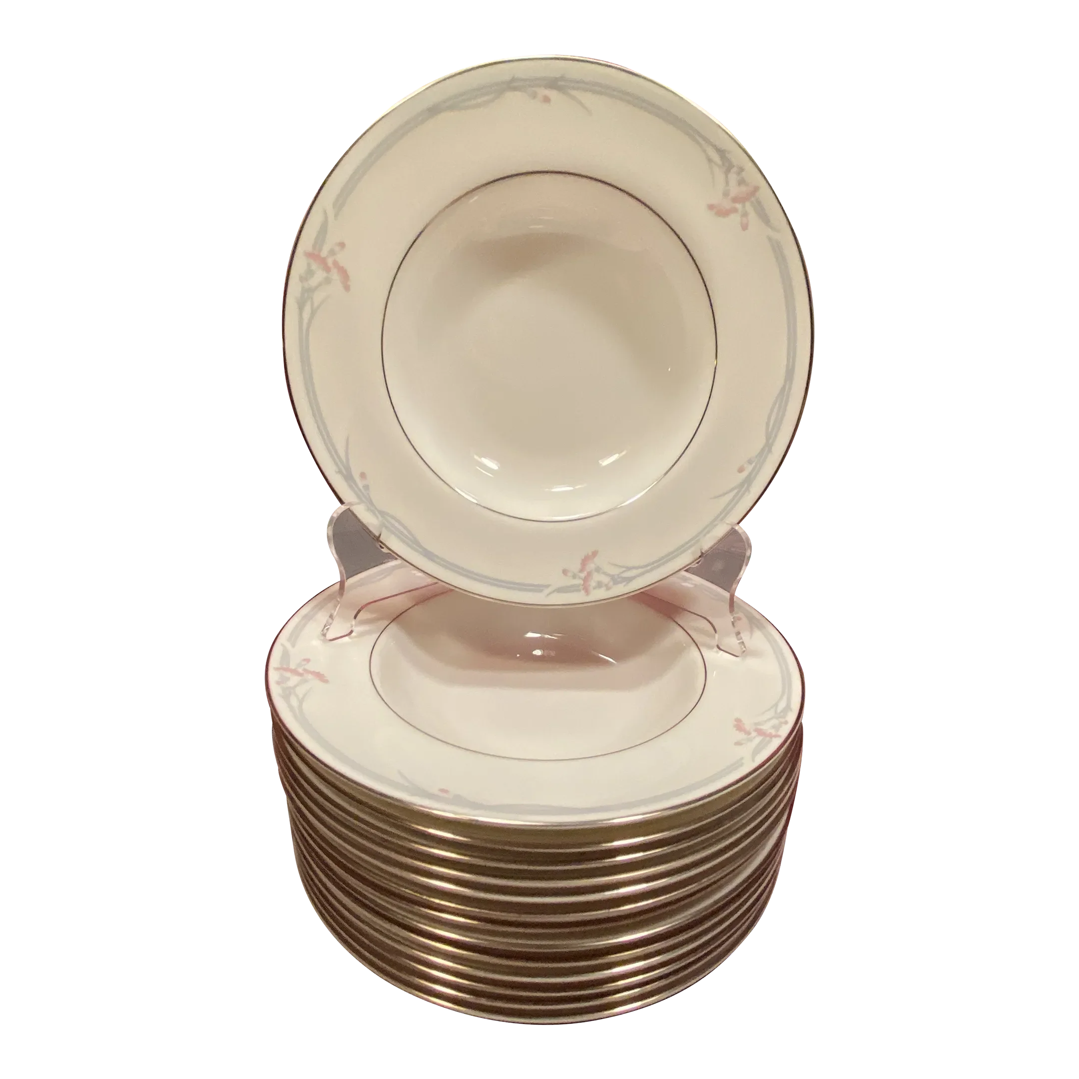 20th Century Royal Doulton “Pink Carnation” Bone China Wide Rim Soup ...