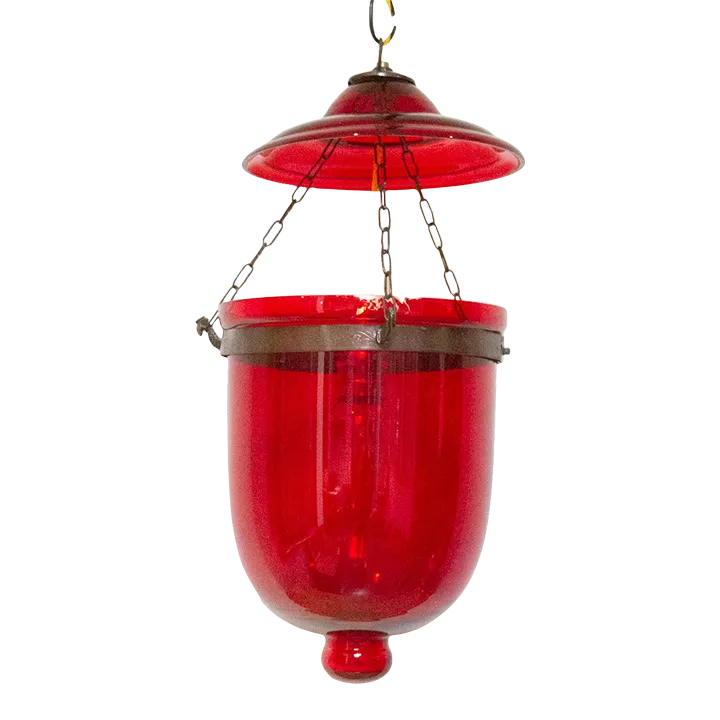 Persian Red Pendant Glass Lantern | Chairish
