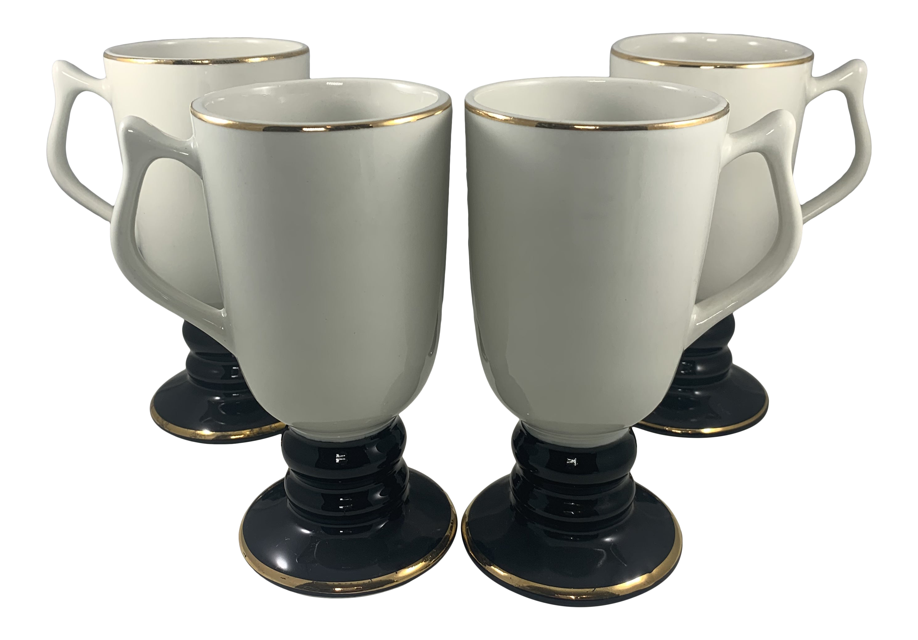 Vintage Hall Pottery Gold Irish Coffee Mugs Cups Pedestal Footed #1273 ...