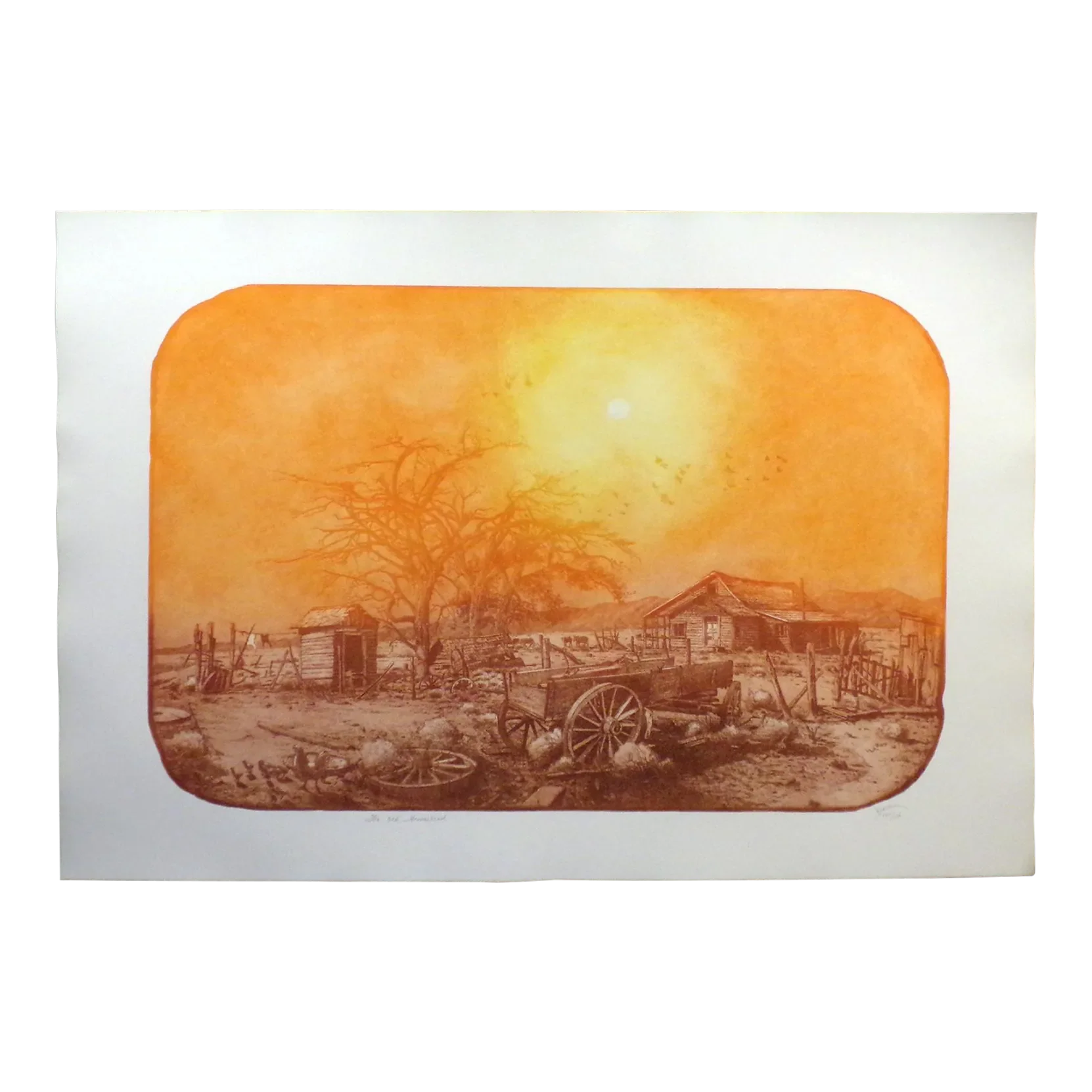 Roy Purcell "The Old Homestead" Signed Numbered Art Etching 1980 | Chairish