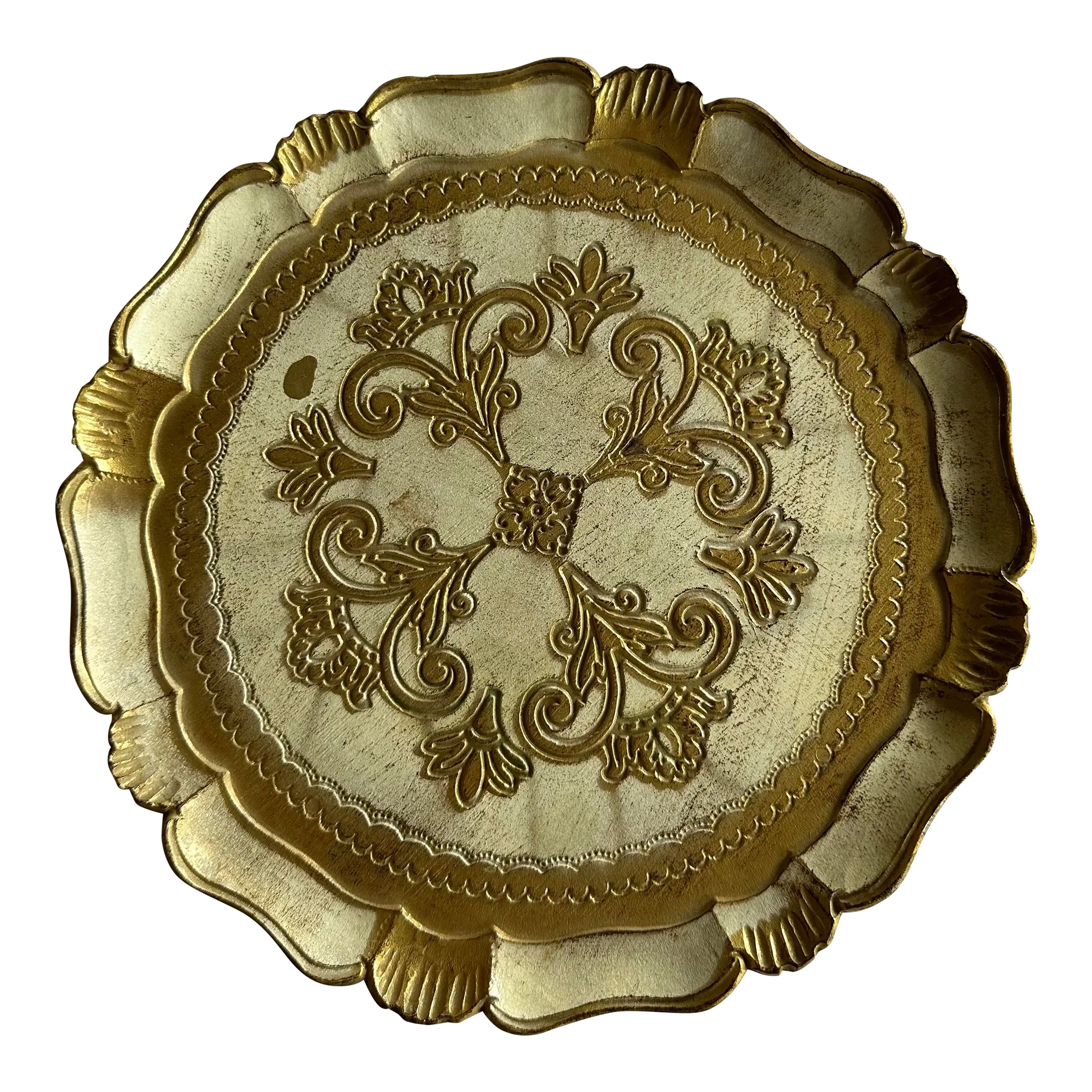 Mid-Century Gilded Florentine Italian Decorative Plate | Chairish