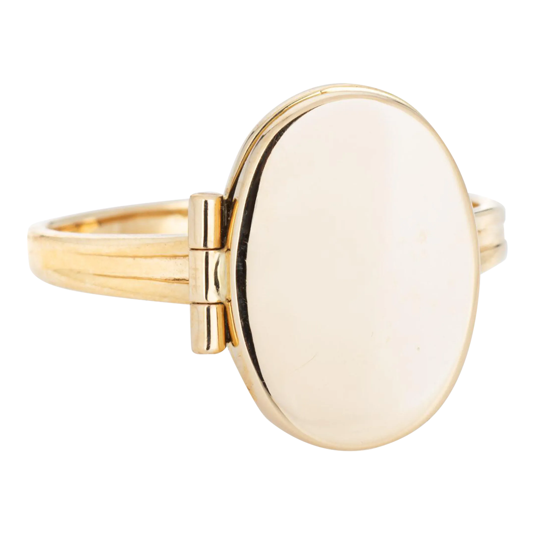 Mid 20th Century 14k Yellow Gold Oval Picture Locket Size 8 | Chairish