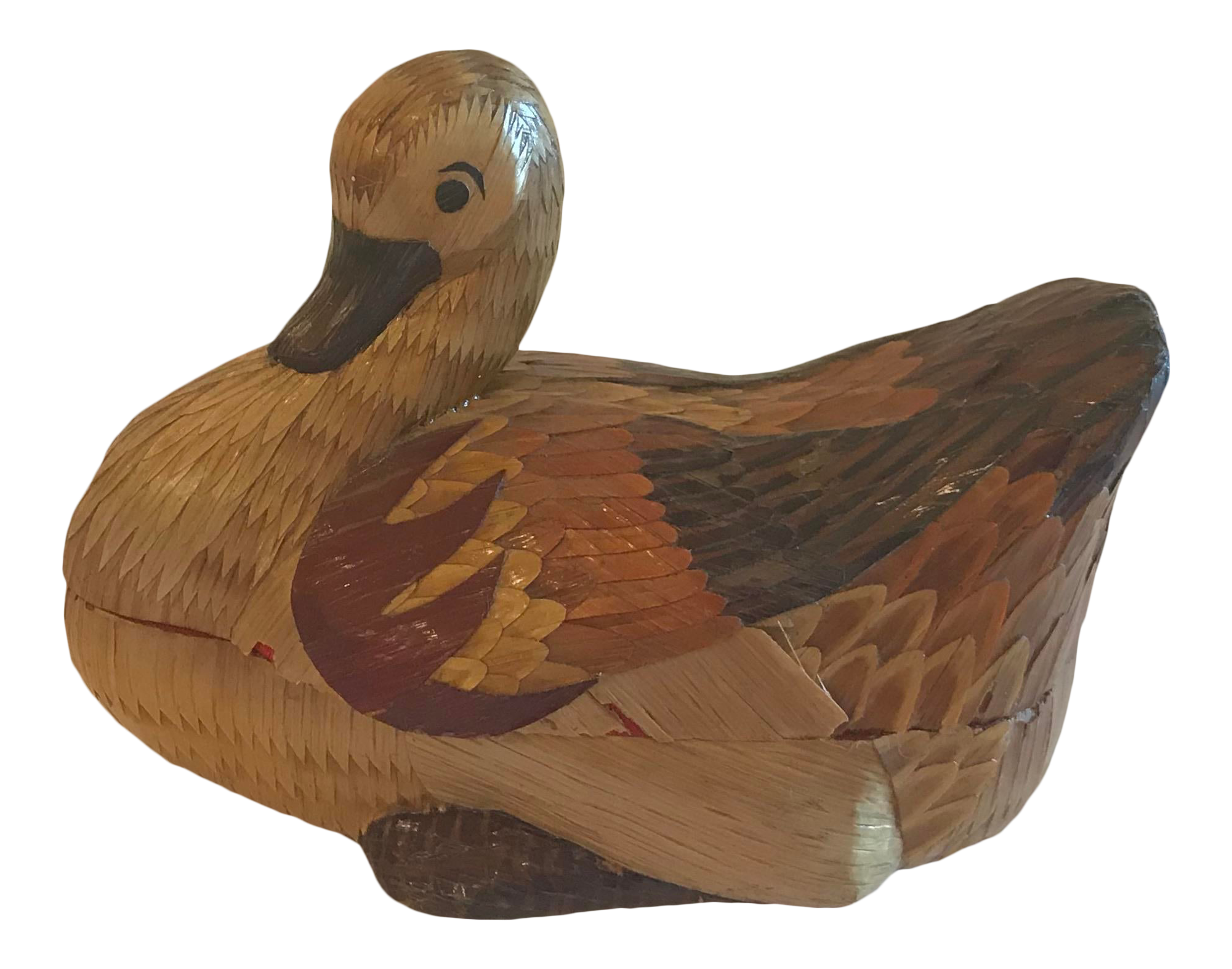 Vintage Wooden Duck Form Trinket Box | Chairish