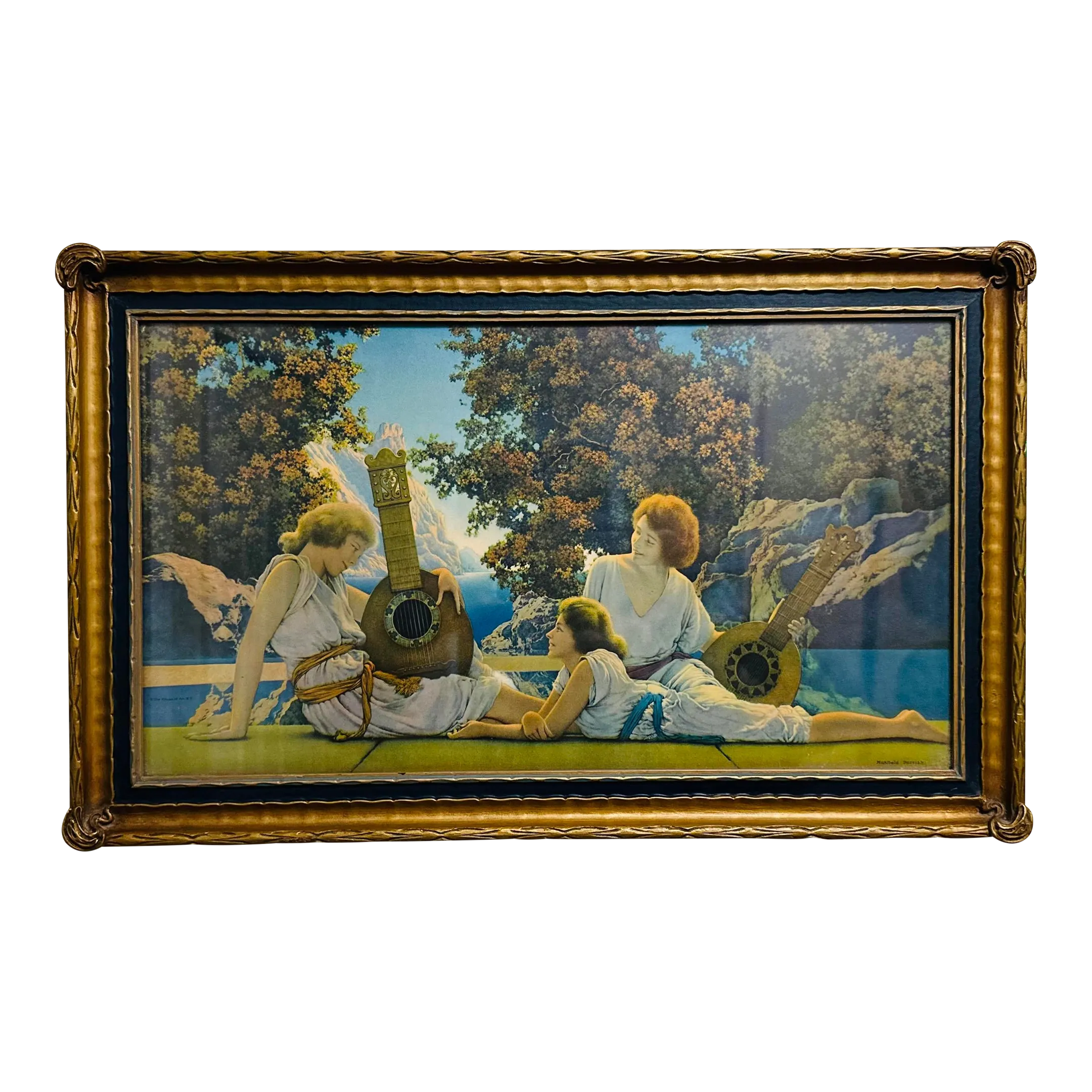 Vintage "The Lute Players" Art Nouveau Print After Maxfield Parrish ...