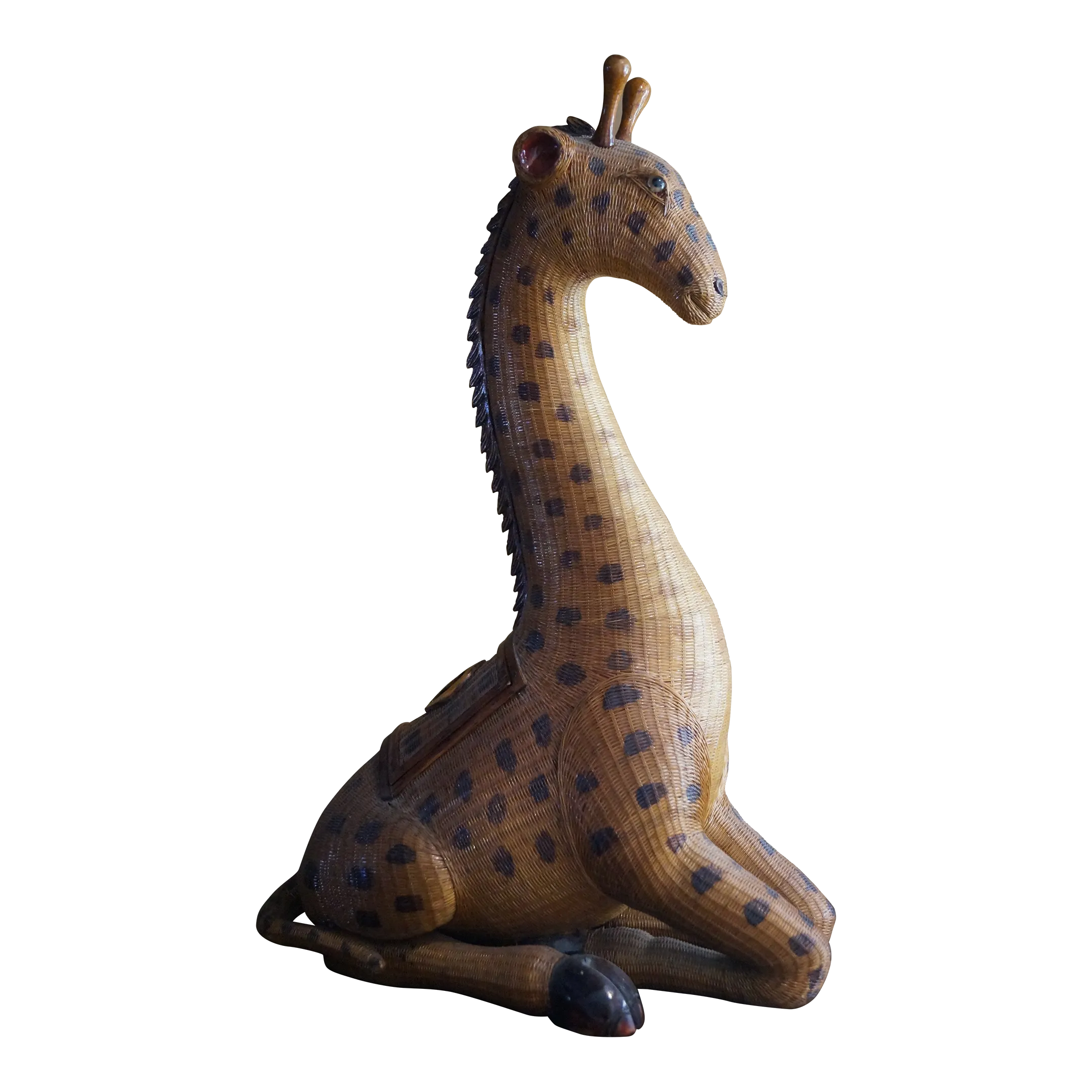 1950s Chinese Zhejiang Reed and Plaster Giraffe Box | Chairish