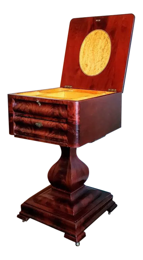 19th Century American Classical Empire Period Flame Mahogany Work Table ...