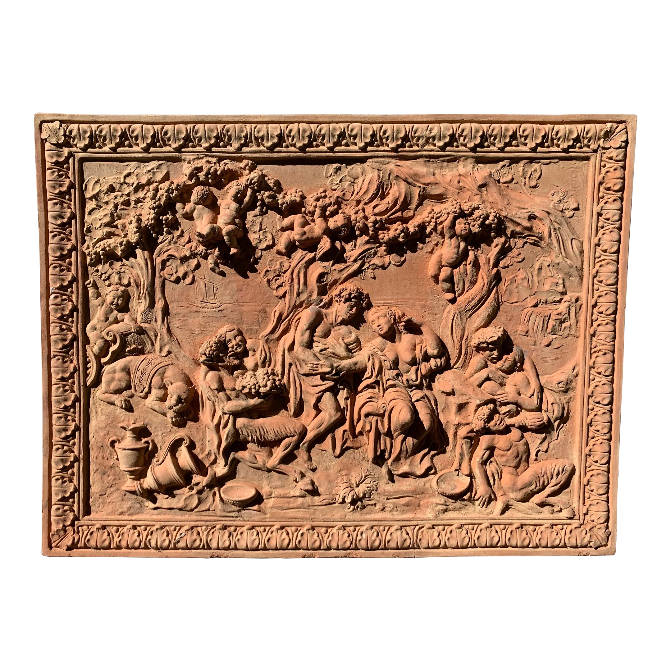 Monumental Vintage Italian Bas Relief Terracotta Frieze Panel of a ...