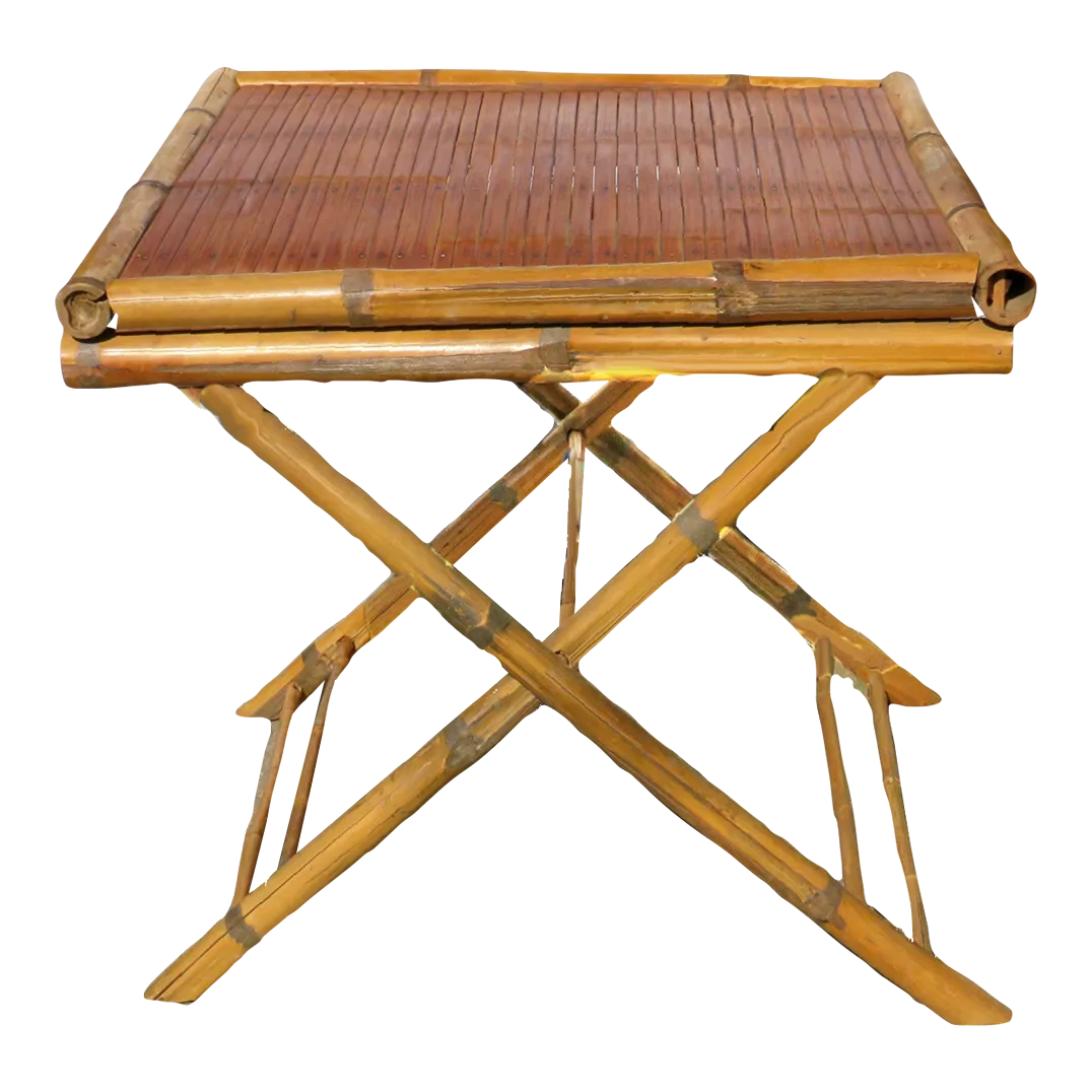 Boho Chic Midcentury Bamboo / Rattan Folding Table | Chairish