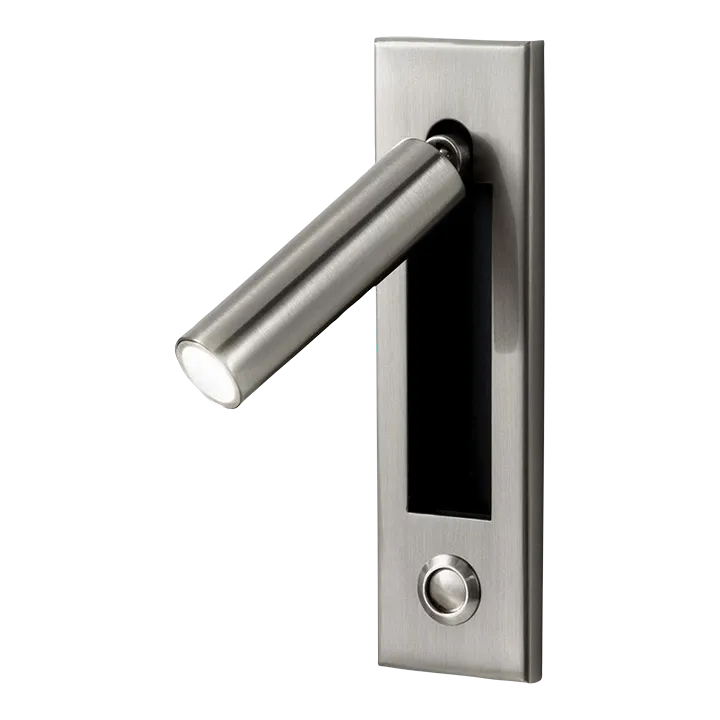 Brushed Nickel Led Dock Button Reading Light | Chairish