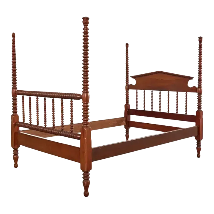 American Classical Bobbin Turned Fruitwood Spindle Bed
