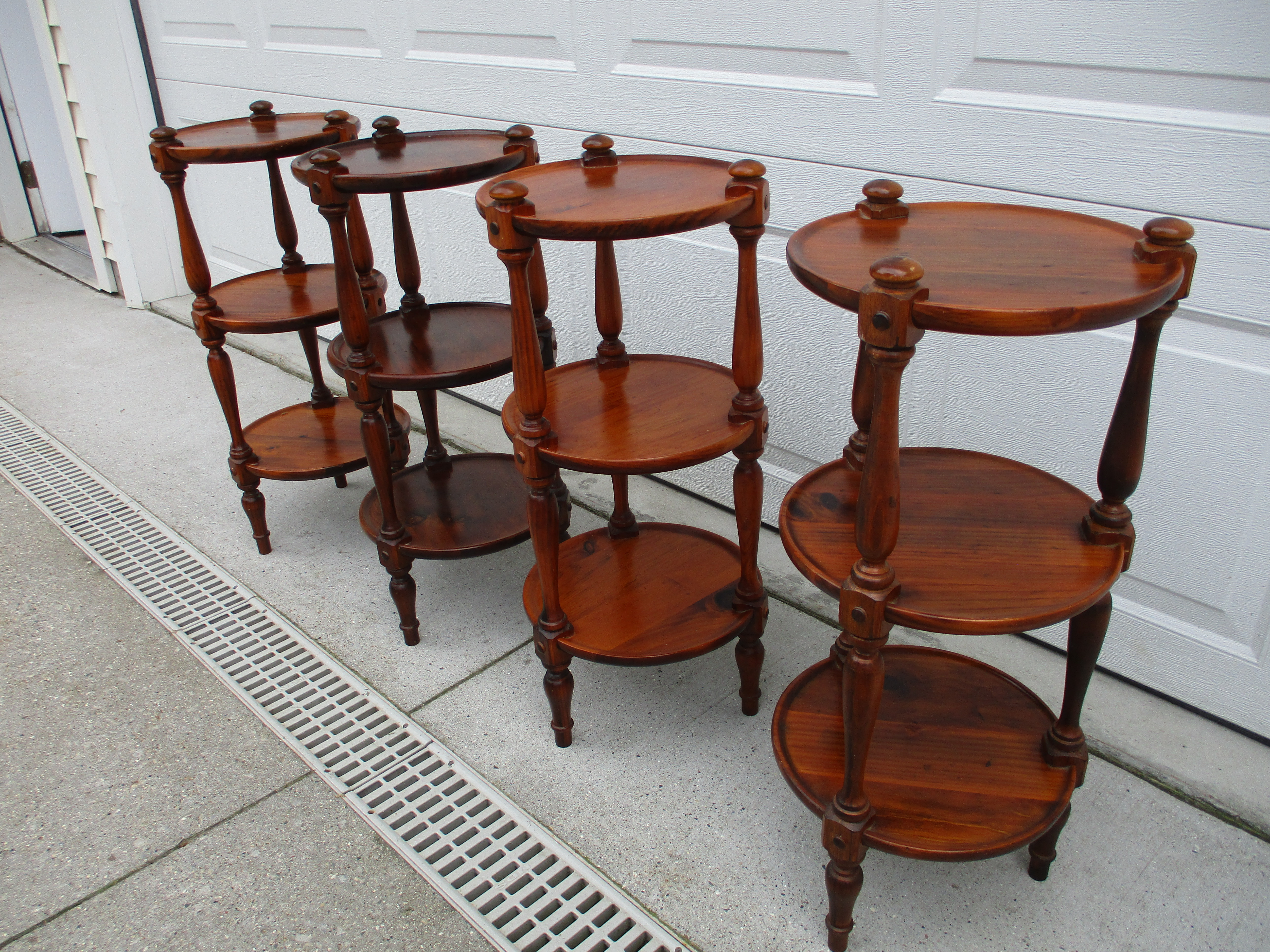 1970s Ethan Allen Knotty Pine Three Tier Plant Stand Etagere