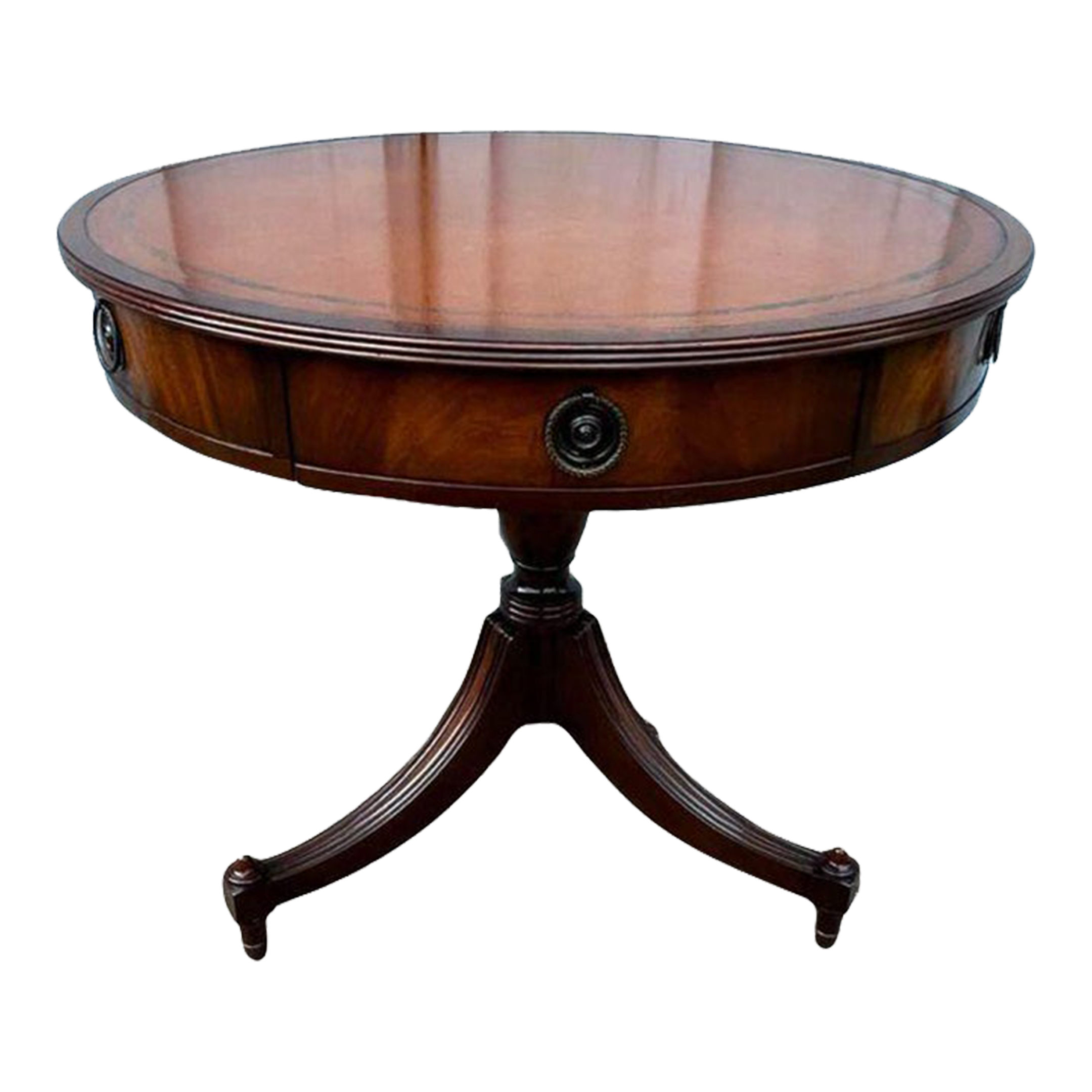1940s Baker Furniture Federal Style Tooled Flame Mahogany Leather Inset ...