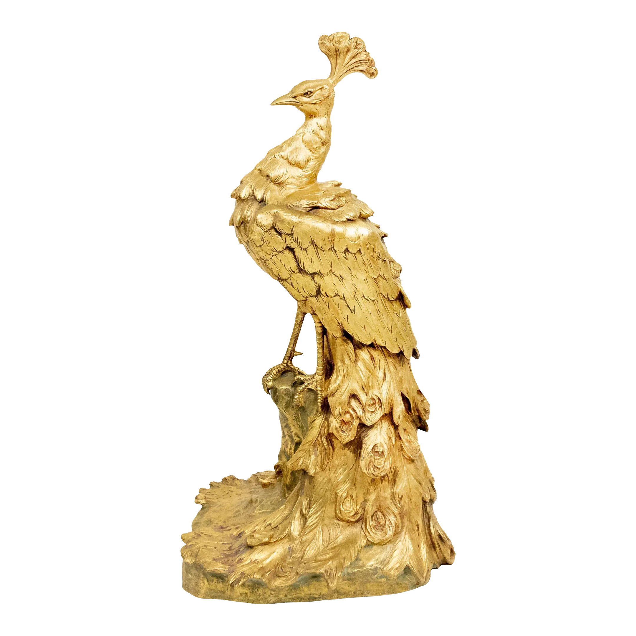 Victorian Bronze Dore Peacock Figure | Chairish