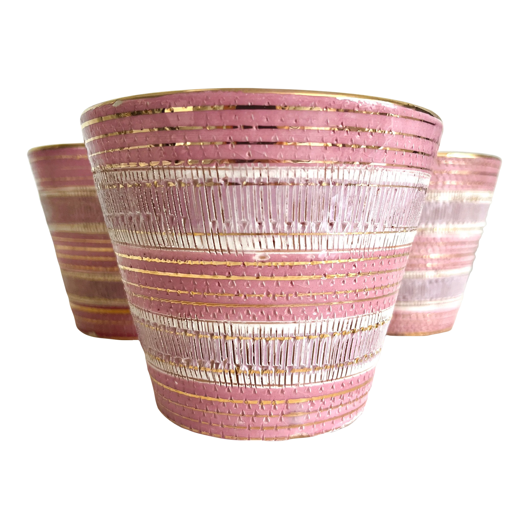 Vintage Mid Century Bitossi Small Pink and Gold Ceramic Planters - Set ...