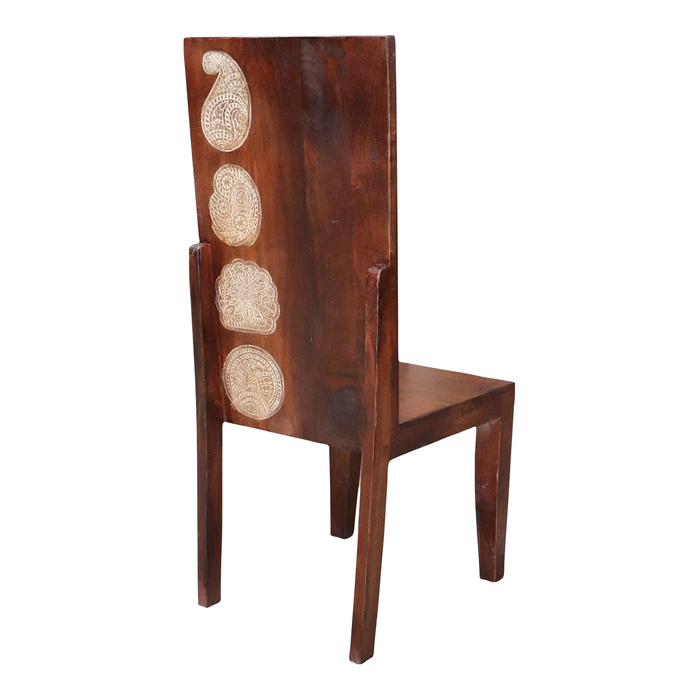 Far Pavilions Solid Wood Dining Chair With Paisley Hand Carvings | Chairish