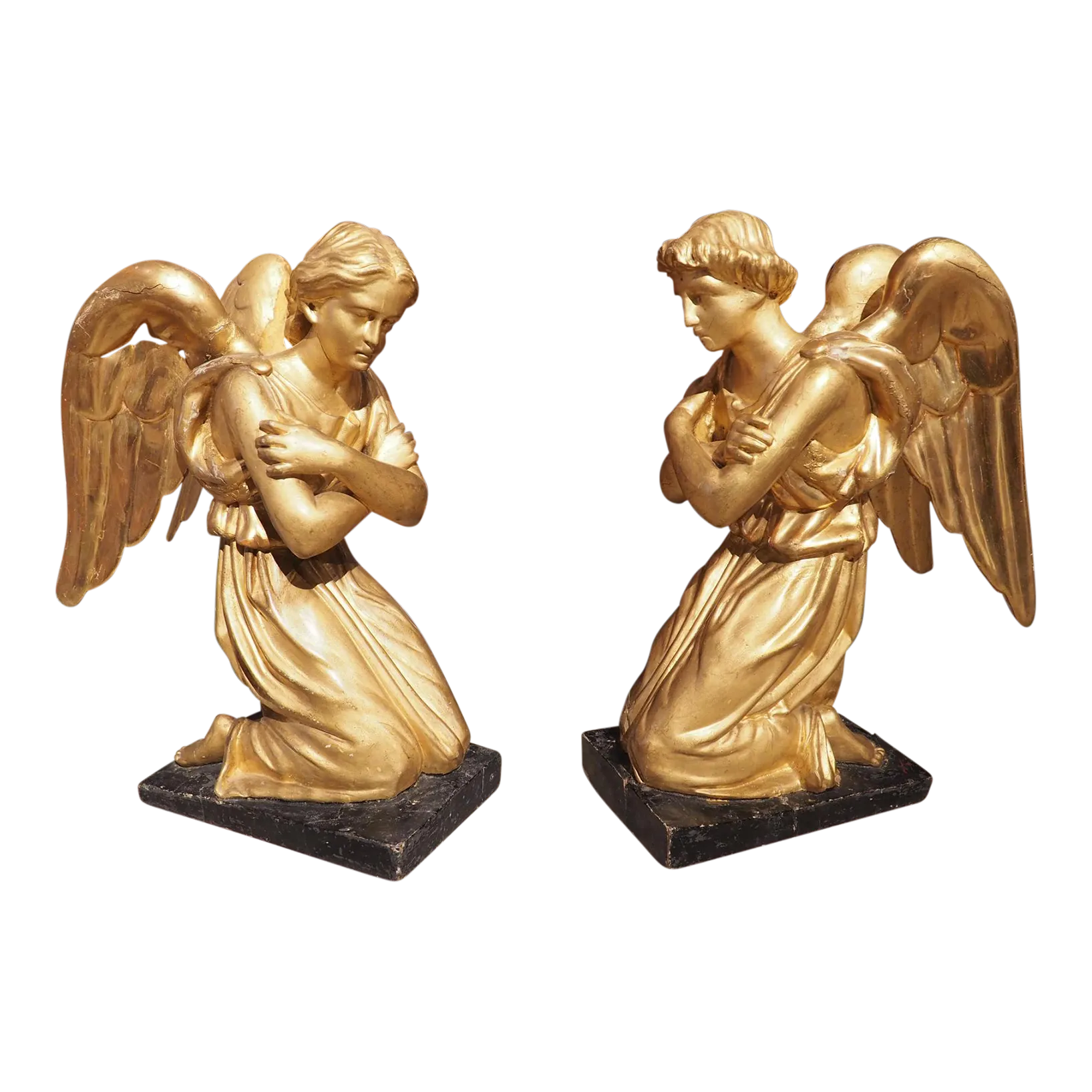 Pair of Circa 1800 Giltwood Angels From Italy | Chairish