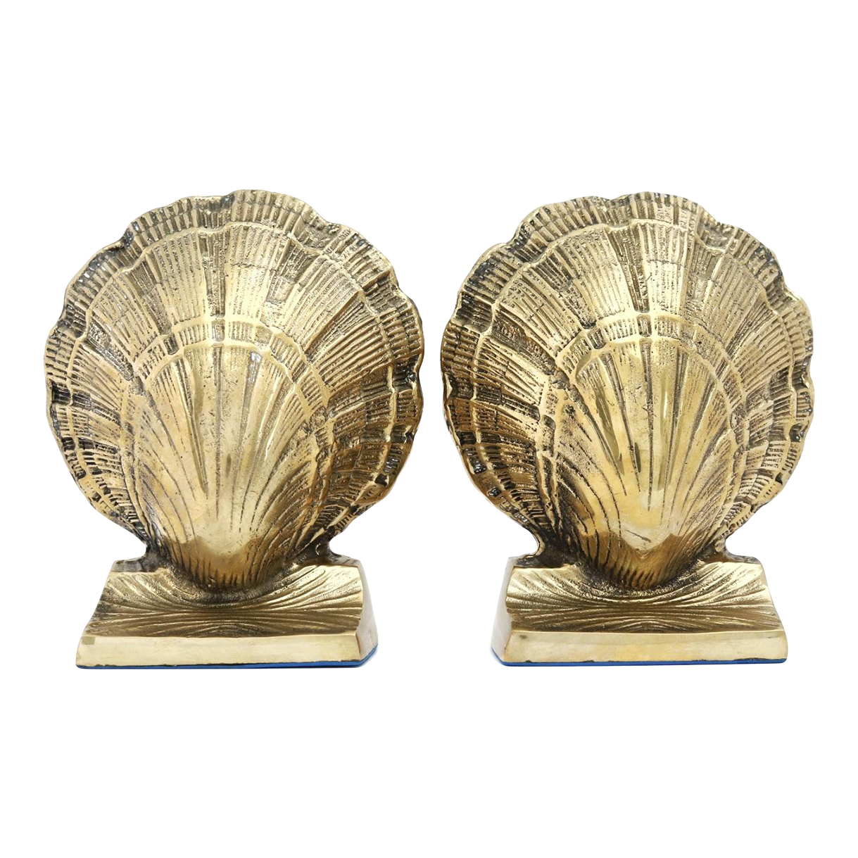 Large Late 20th Century Brass Seashell Bookends, a Pair | Chairish
