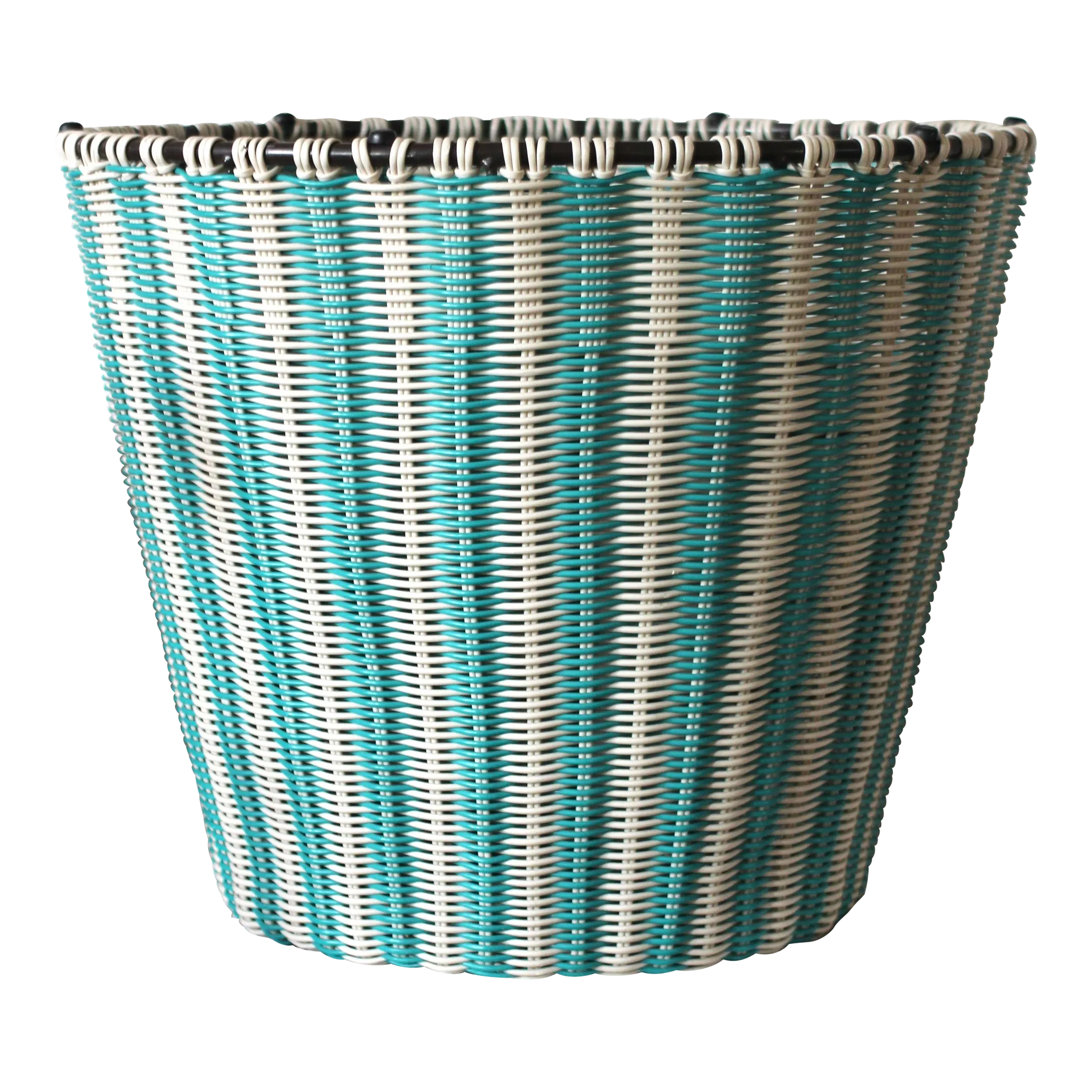 1960s Extra Large Plastic Woven Basket | Chairish