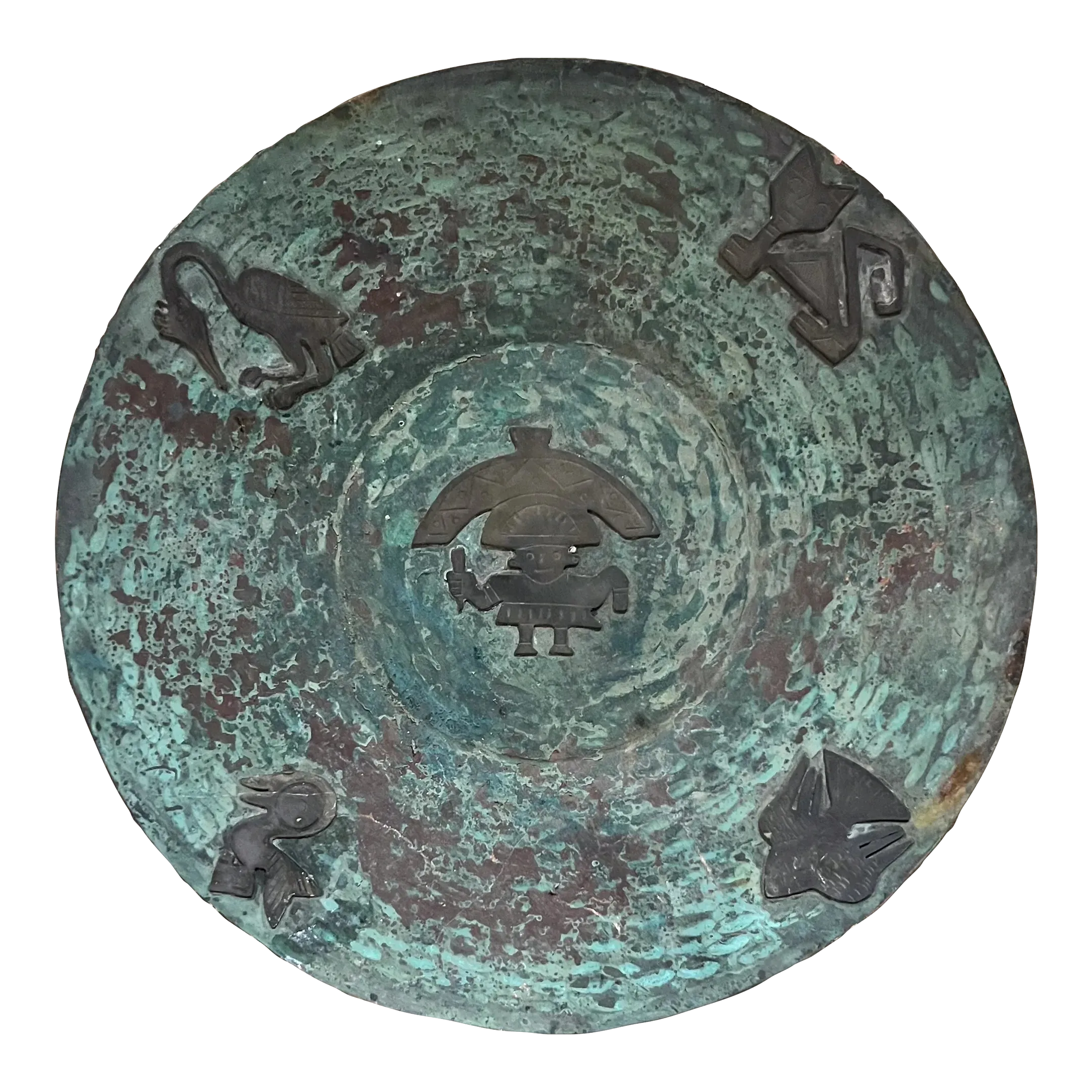 1960s Graziella Laffi Style Peruvian Plate Wall Sculpture Copper Silver ...
