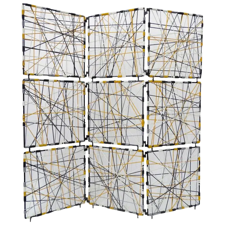 Mid-Century Modern Vinyl Cord Room Divider | Chairish