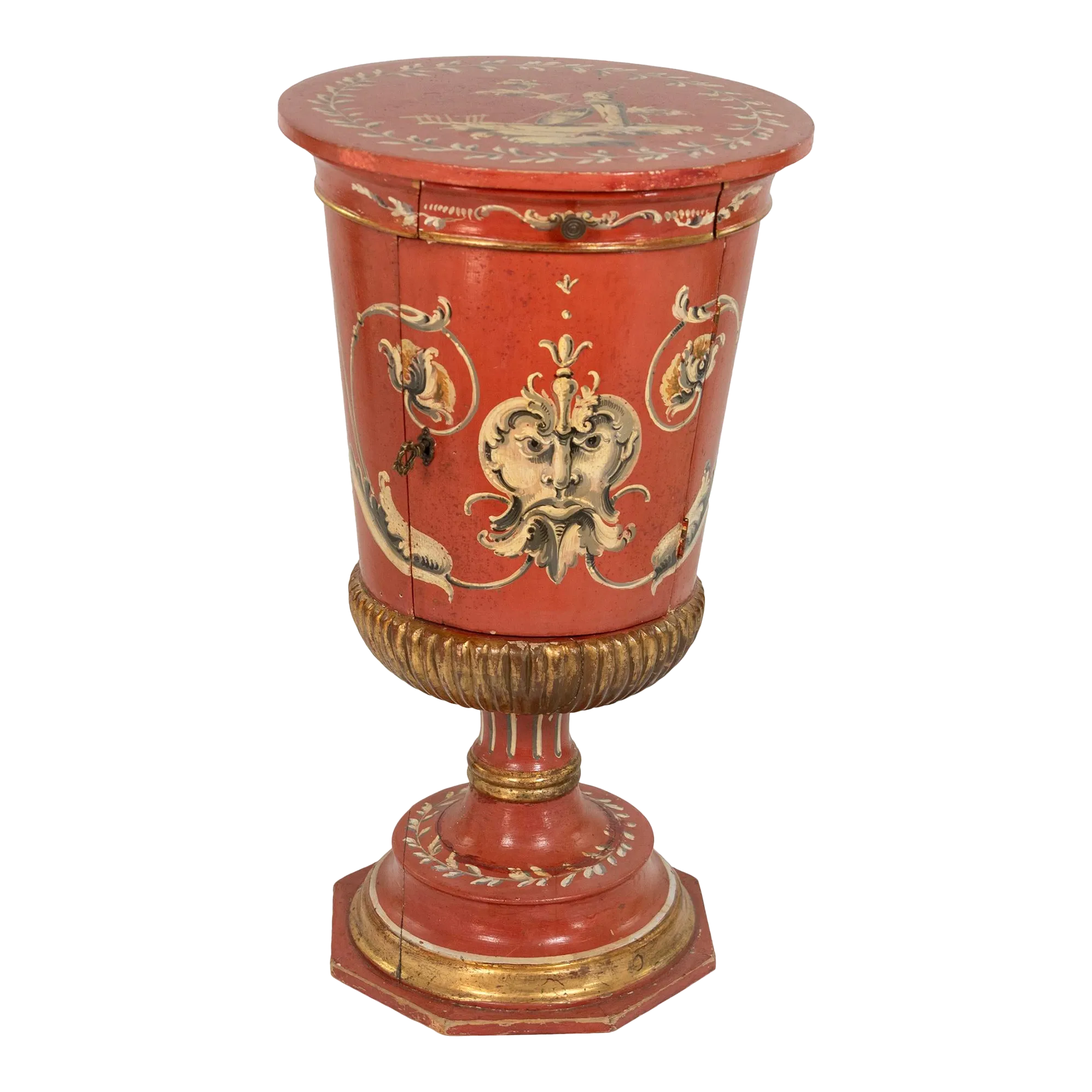 Whimsical Painted Urn-Shaped Cabinet With Single Drawer Over Single ...