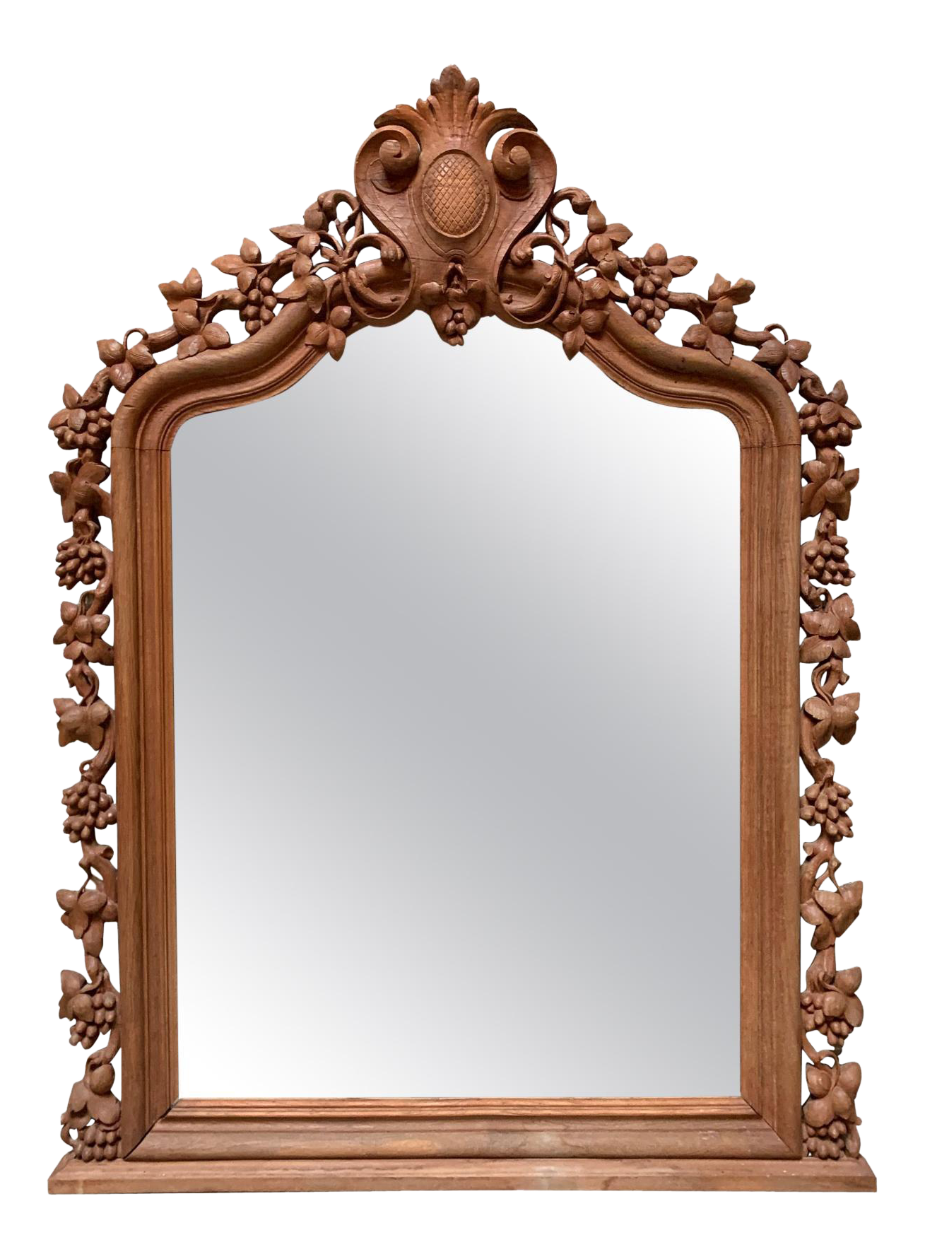 Large Naturalistic Carved Grape Cluster Trumeau Mirror | Chairish