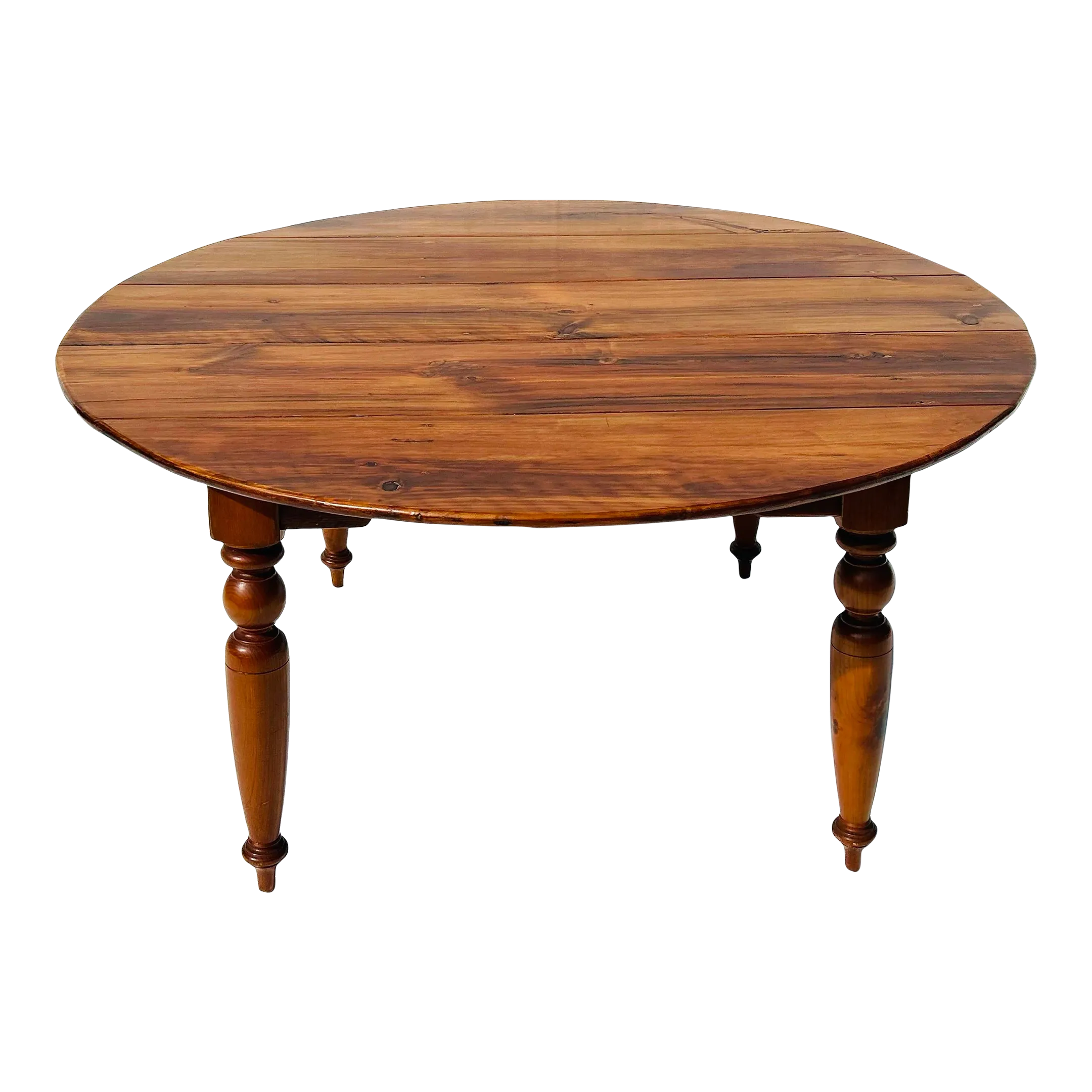 1990s Farmhouse Custom Round Table Old Barn “Hard Pine” Wood, Turned ...