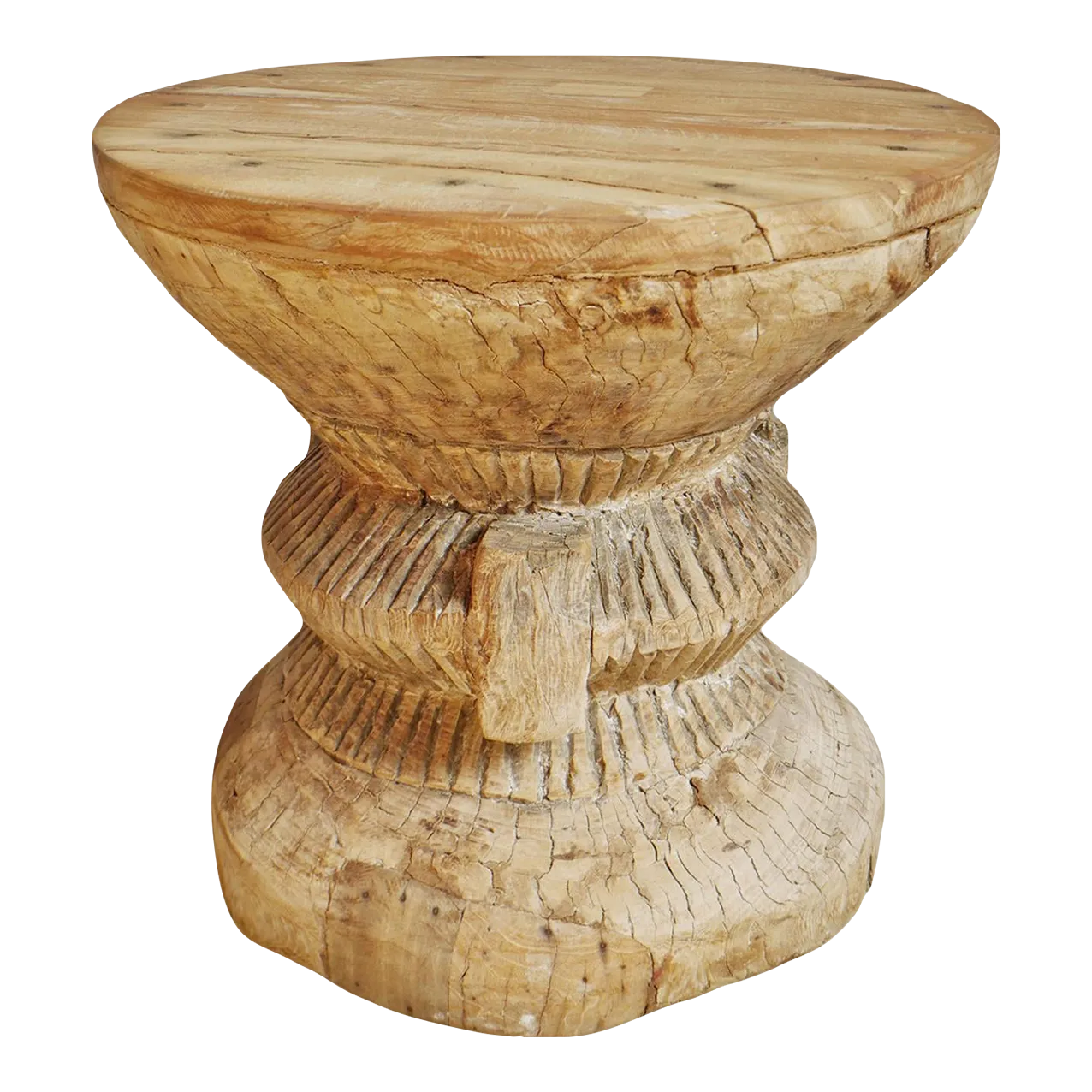 Mid 20th Century Vintage Old Ukhali Wood Side Table | Chairish