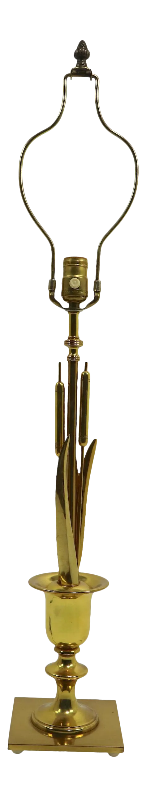 1960s Mid Century Brass Cattail Table Lasmp | Chairish