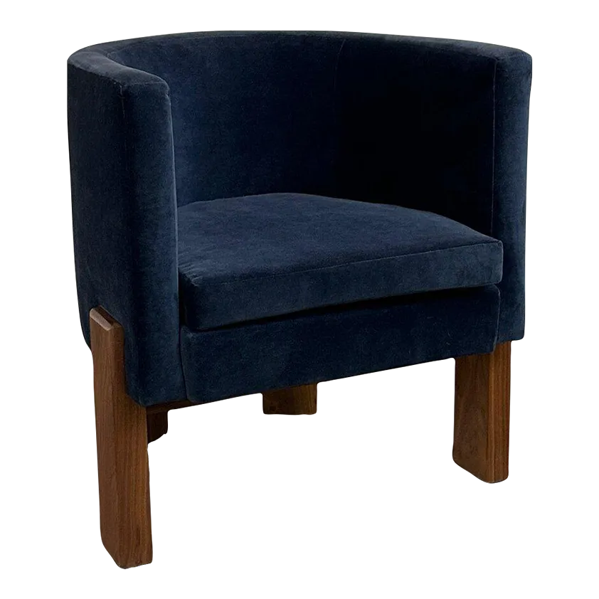 Custom Lounge Chair in Blue | Chairish