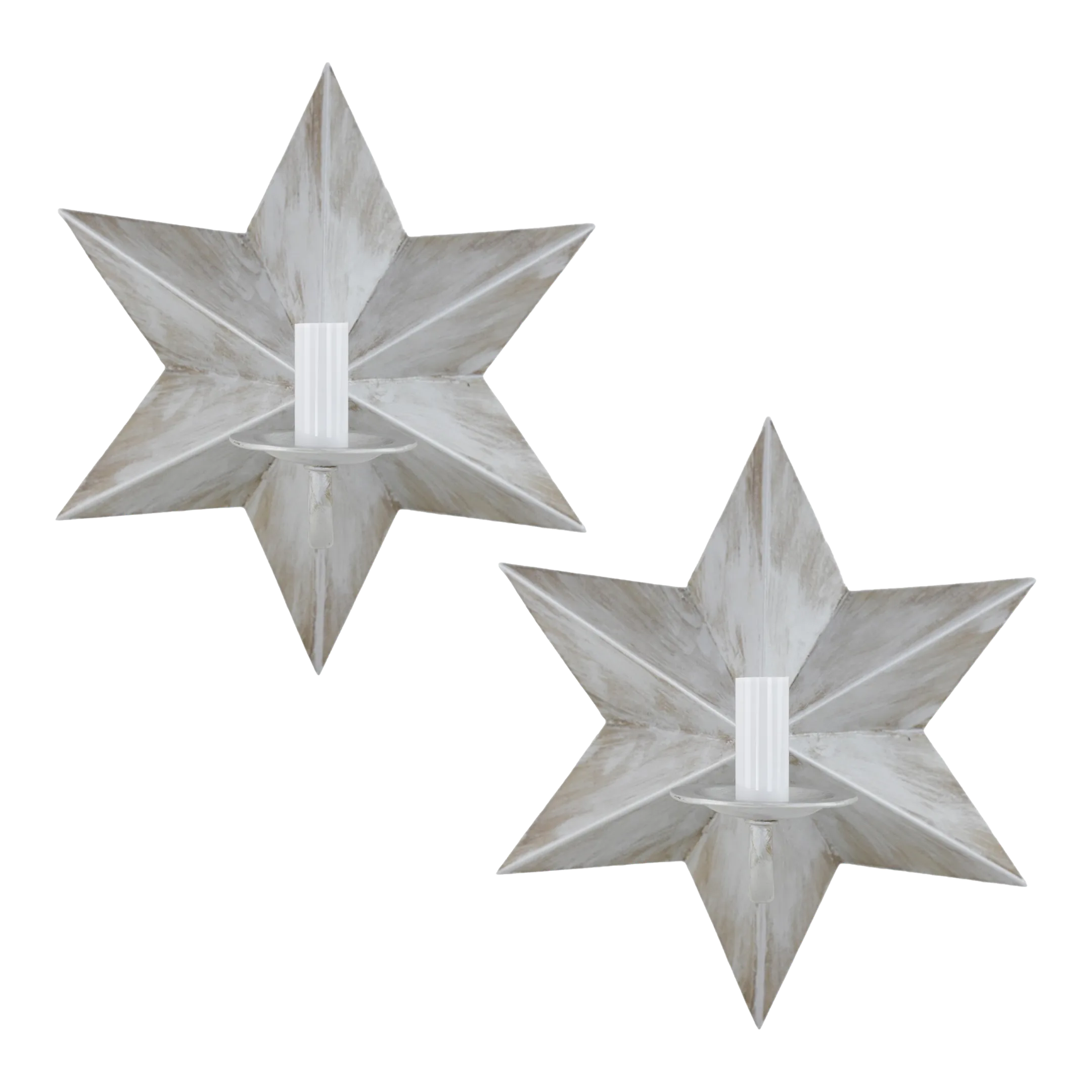 Pair Vintage Silver Star Wall Sconce | Chairish