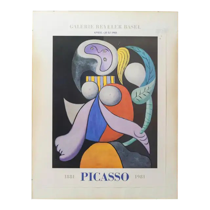 Large Vintage Picasso Exhibition Poster, Framed, 1981 | Chairish