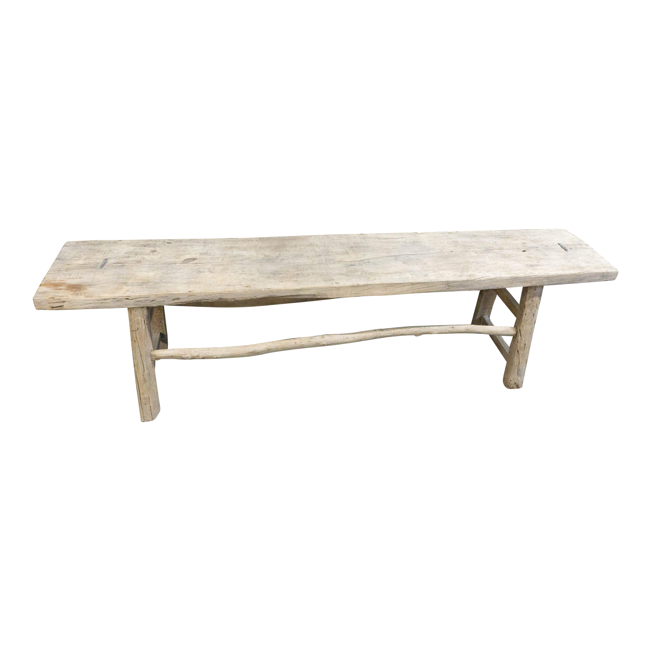 Vintage Rustic Chinese Elm Bench | Chairish