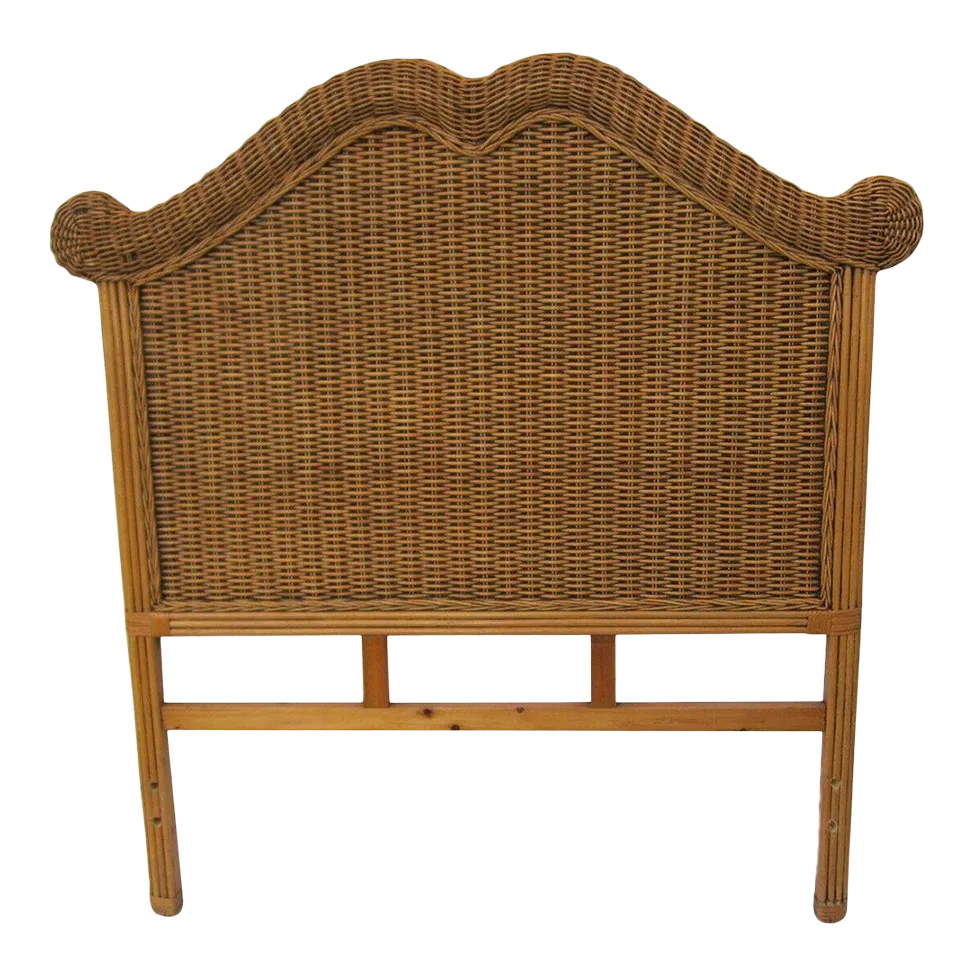 1980s Vintage Asian Style Bamboo Rattan Twin Headboard Honey Color ...