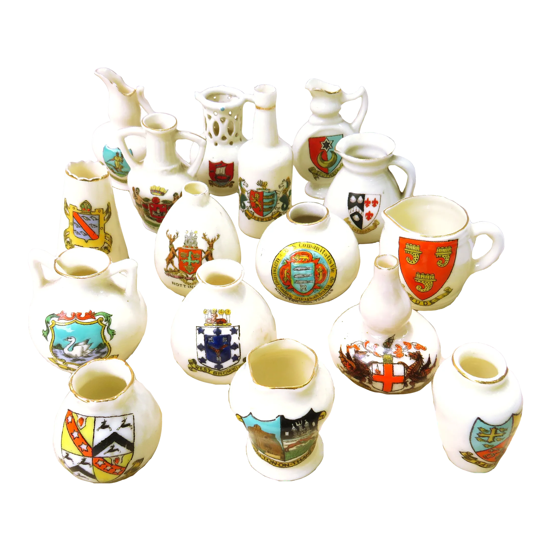 Antique English Heraldic / Crested Ware Staffordshire Miniature ...
