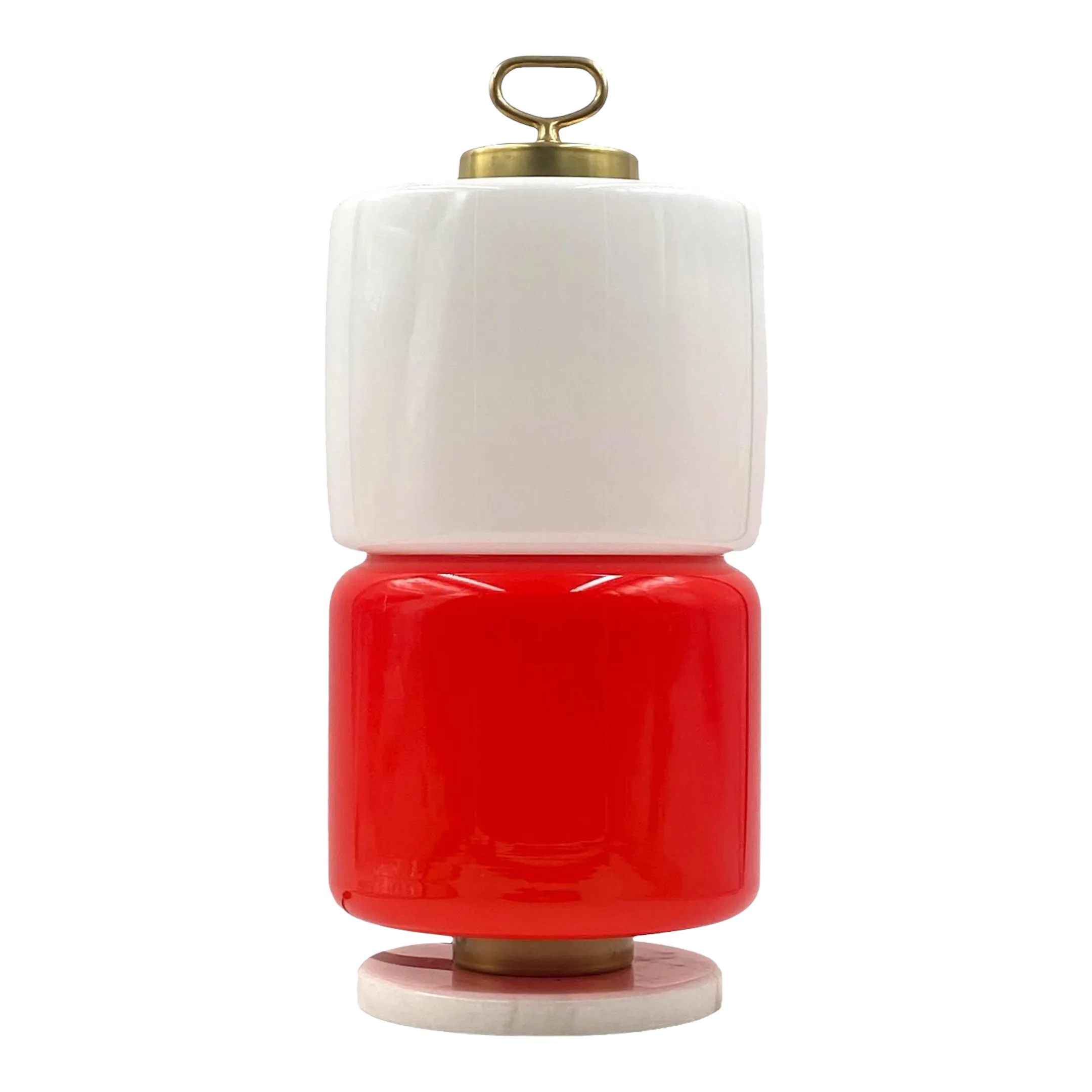 Space Age Red and White Glass Cylindrical Table Lamp, Stilnovo, 1970s ...