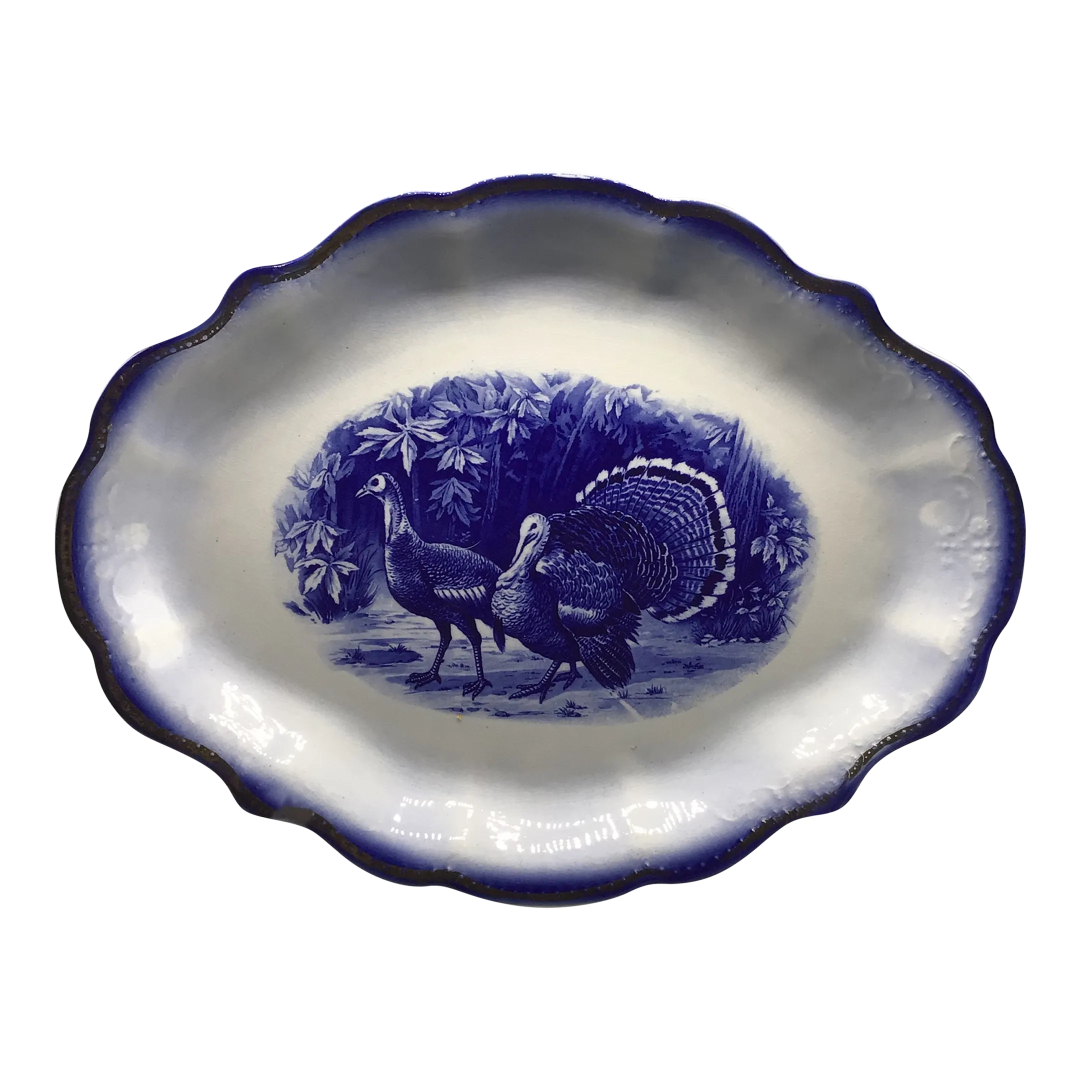 Vintage Flow Blue Wild Turkey Platter Made by George S. Harker and ...