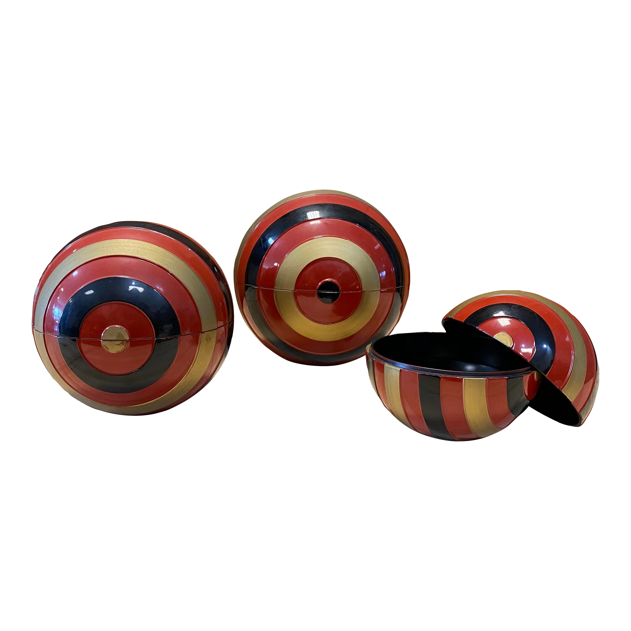 1980's Japanese Ball Shaped Plastic Tea Caddy Storage Containers, Set ...