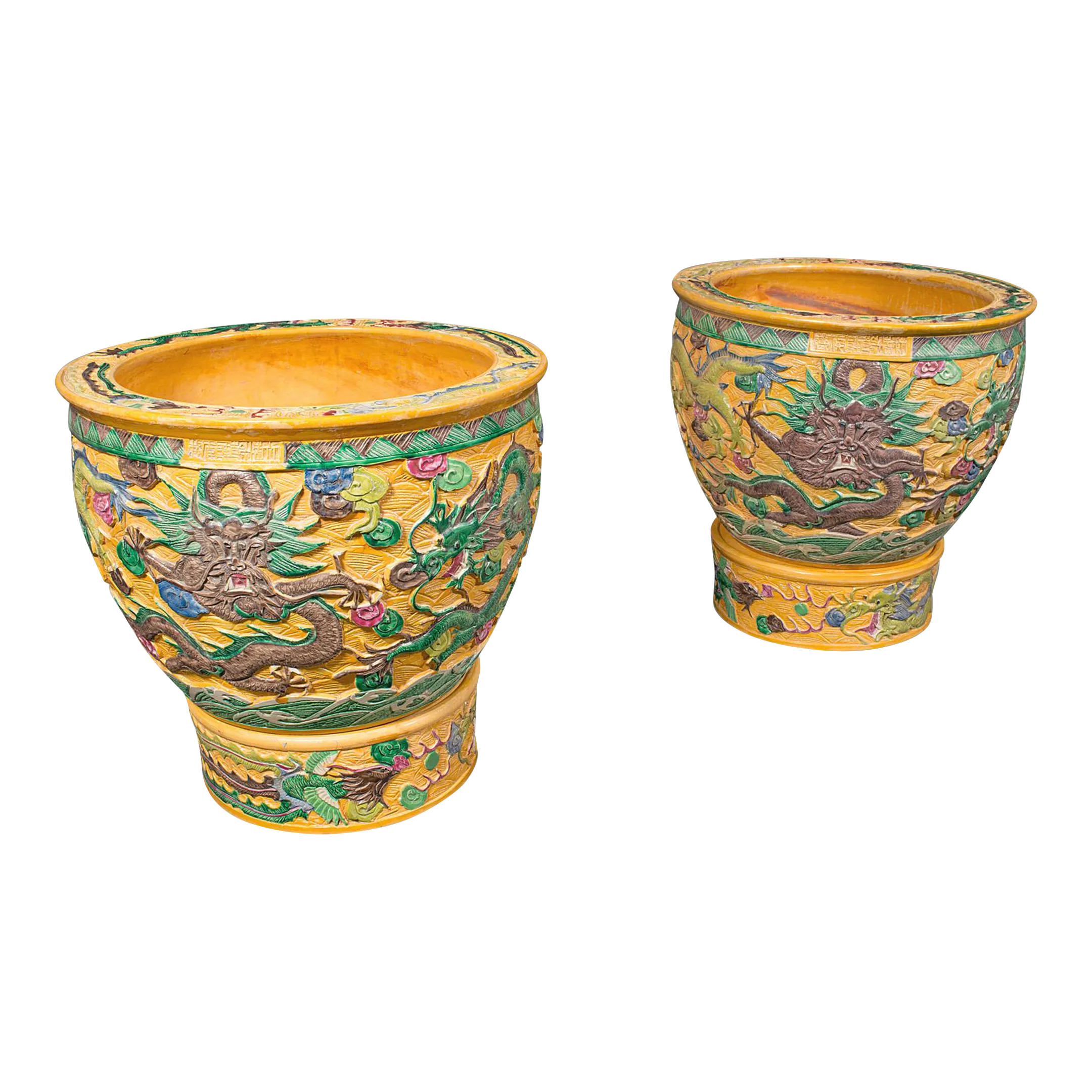 1930's Pair of Large Vintage Planters | Chairish
