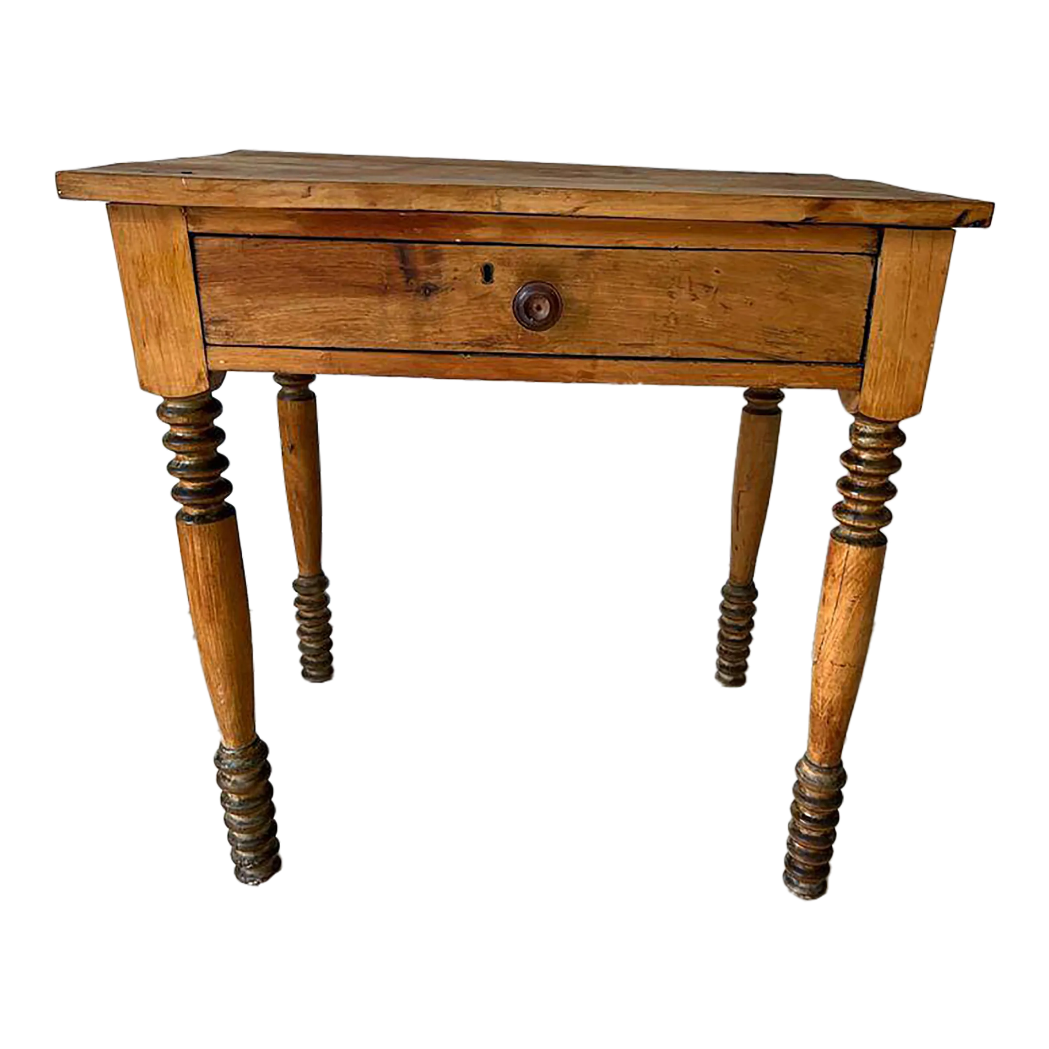 19th Century Antique Federal Style Yellow Pine Side-Work Table With ...