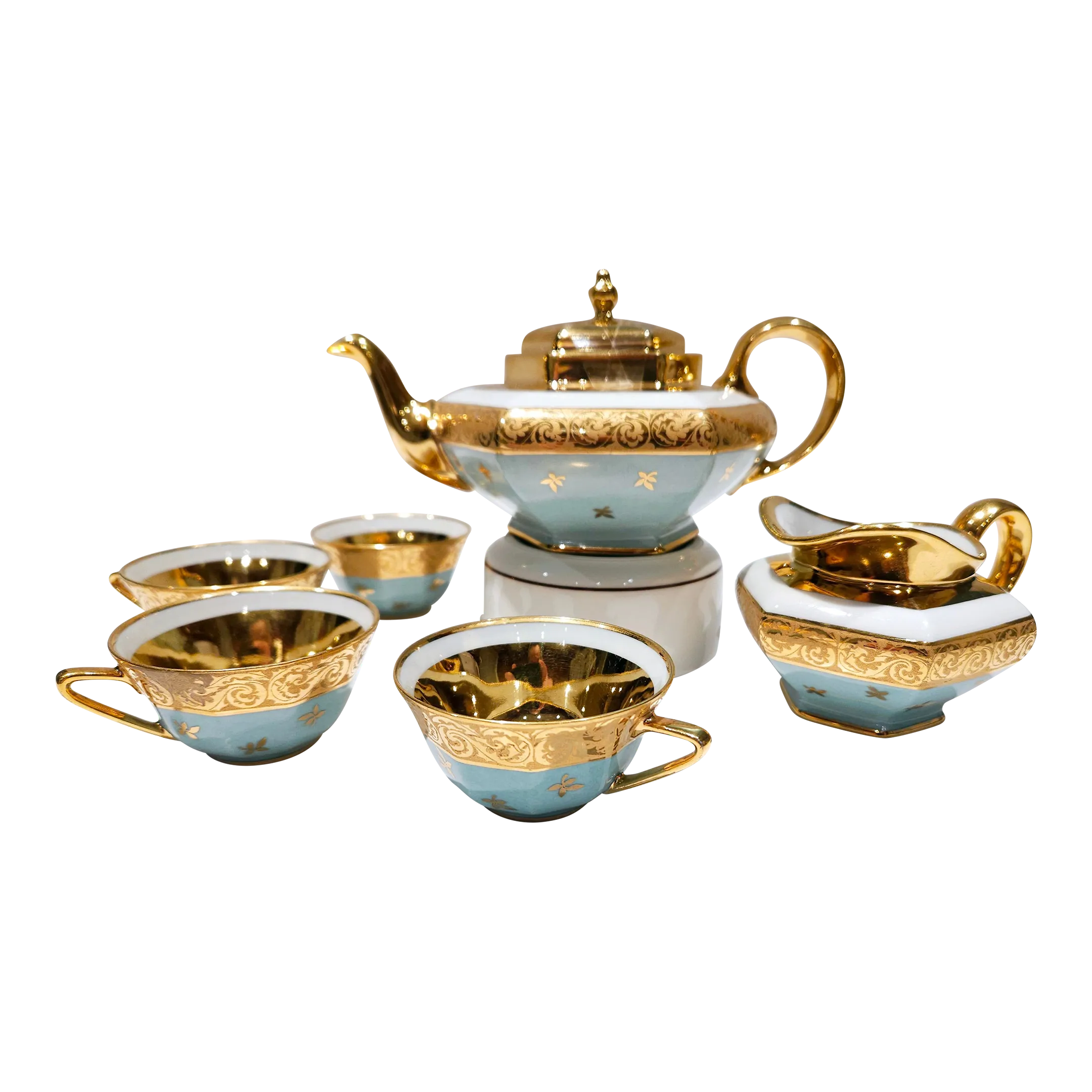 Circa 1834-1901 Ls Limoges 24k Gold Porcelain Tea Pot Creamer and Cups ...