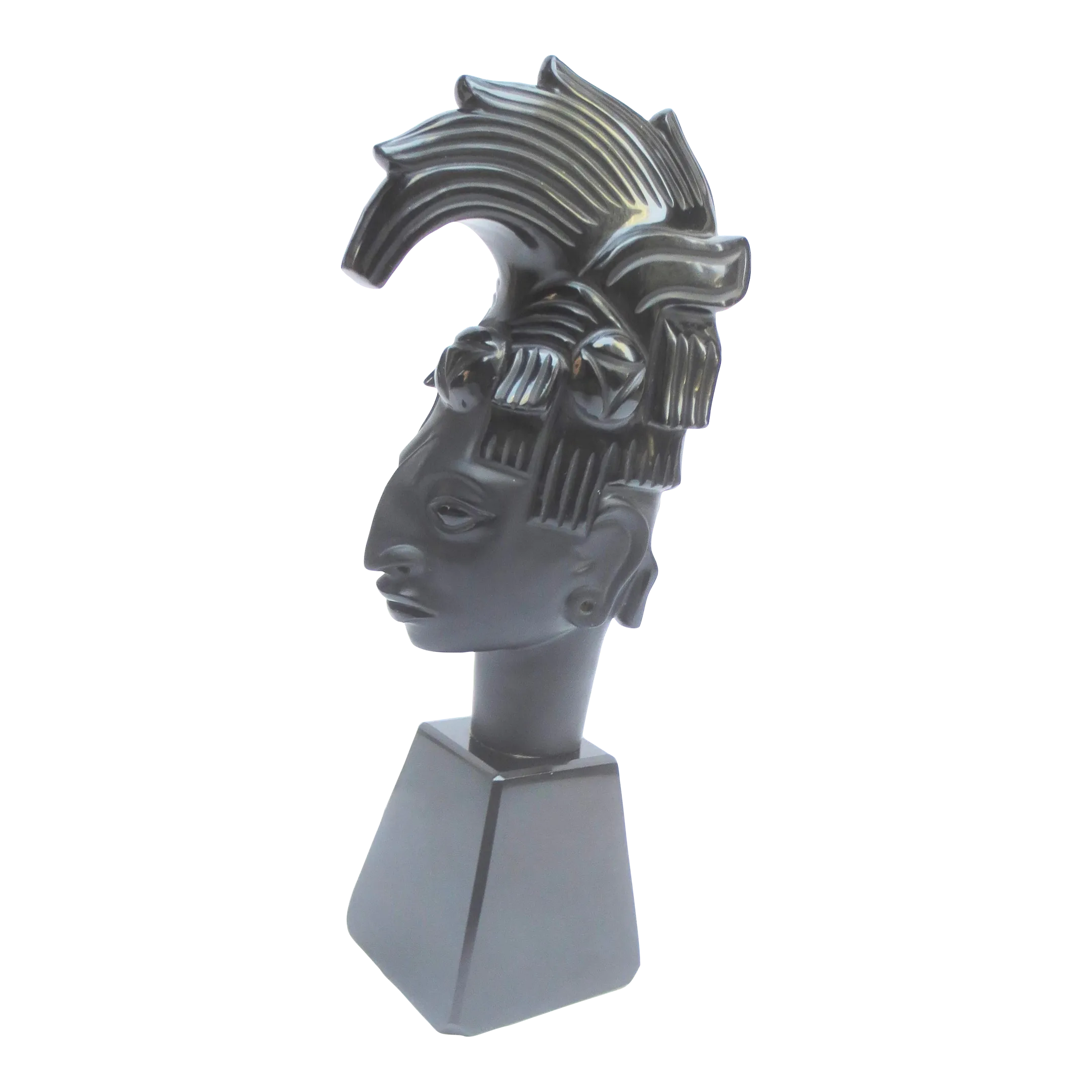 Mexican Carved Obsidian Mayan Head | Chairish