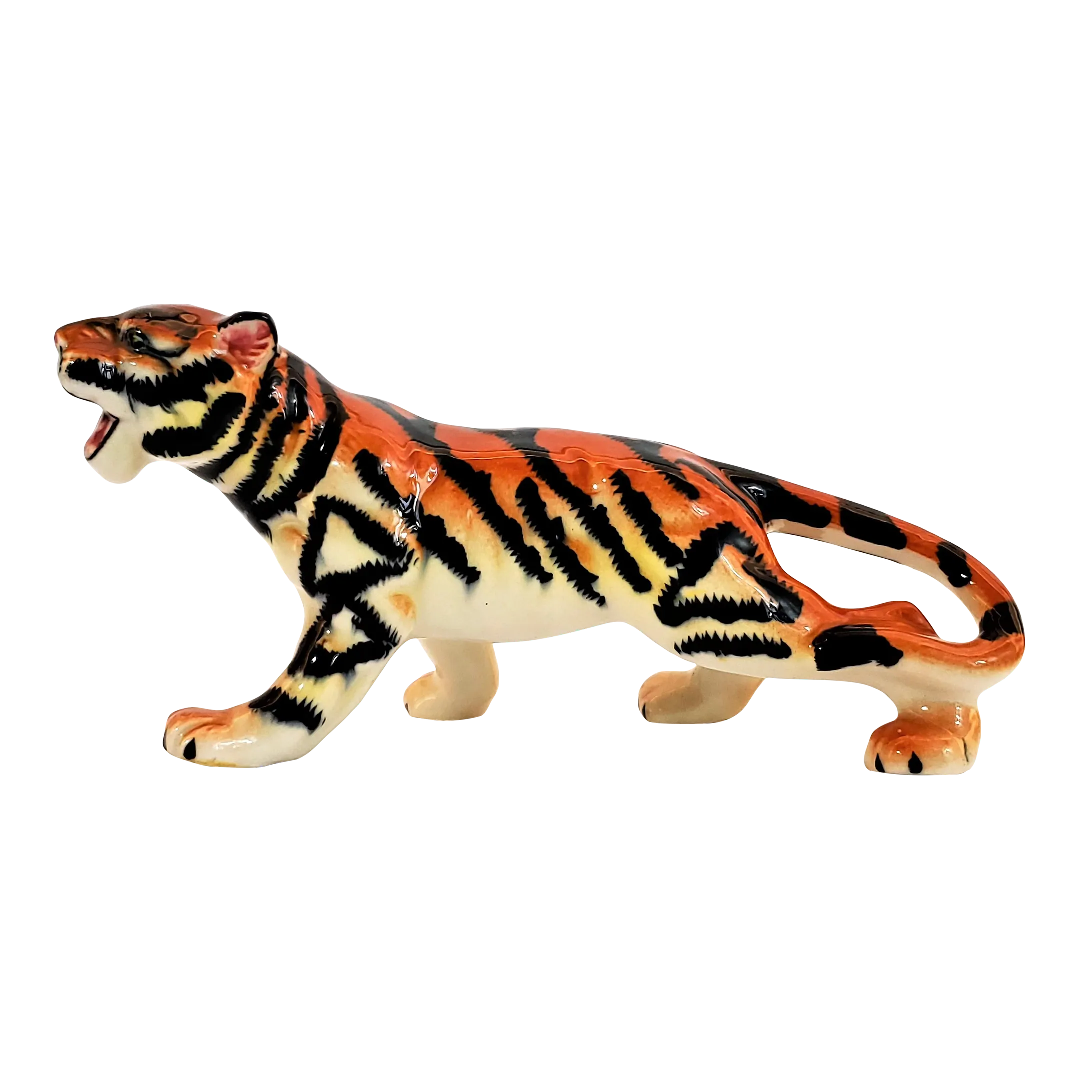 Vintage 1960s Porcelain Ceramic Growling Tiger Figurine With Growling ...