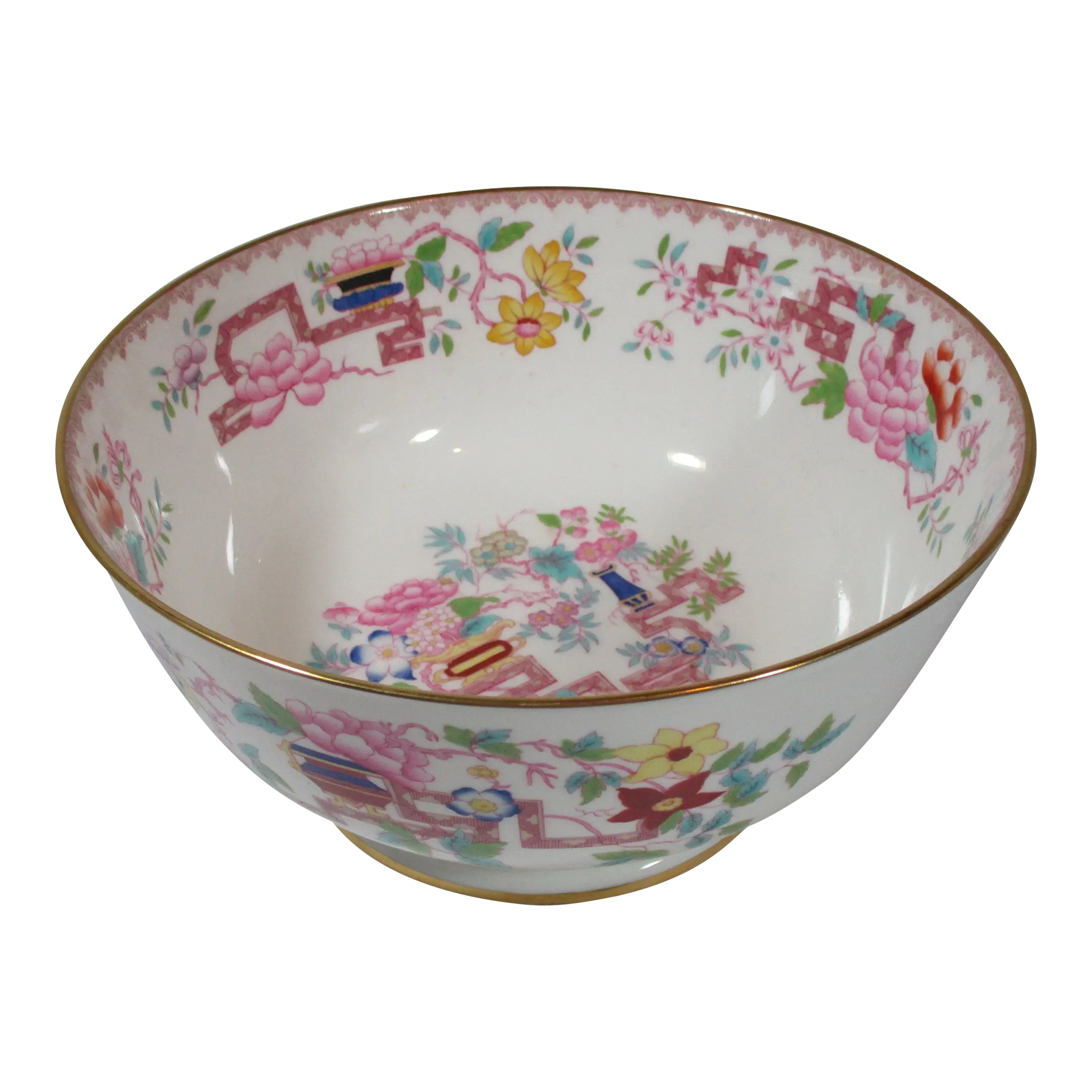 Vintage Hand Painted Minton Chinoiserie Footed Bowl | Chairish