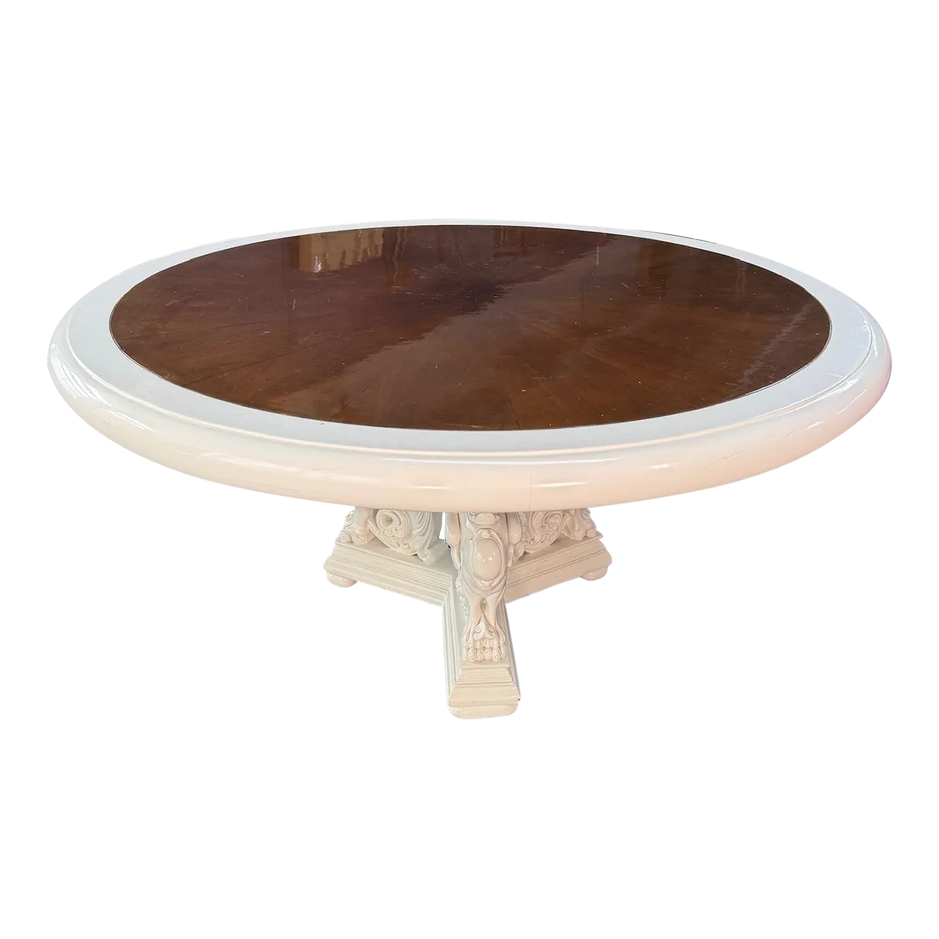 19th Century French Renaissance Round Dining Table With Carved Wood ...