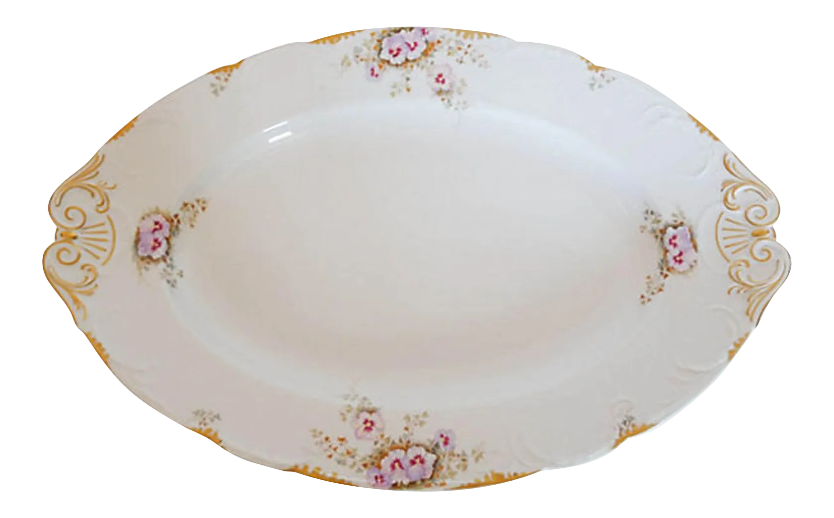 Antique Victorian Porcelain Serving Platter With Floral Decoration ...